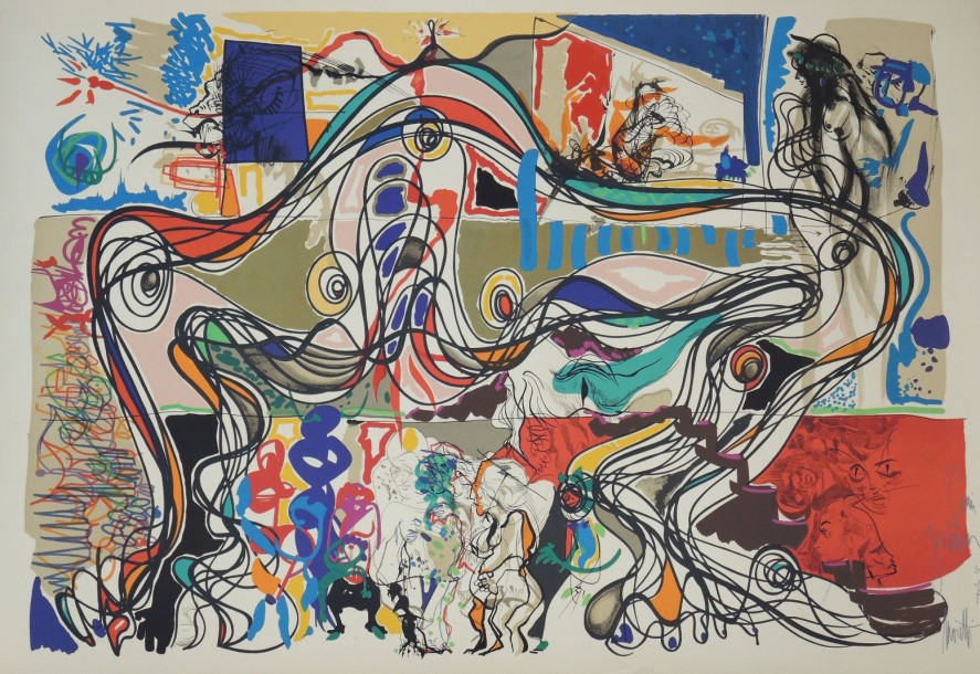 Raymond MORETTI (1931-2005) - "Composition", Lithographie dédicacée ...