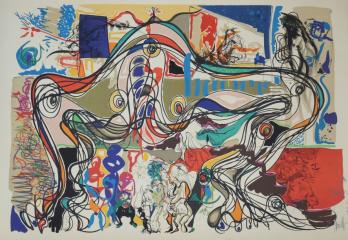 Raymond MORETTI (1931-2005) - "Composition", Lithographie dédicacée ...