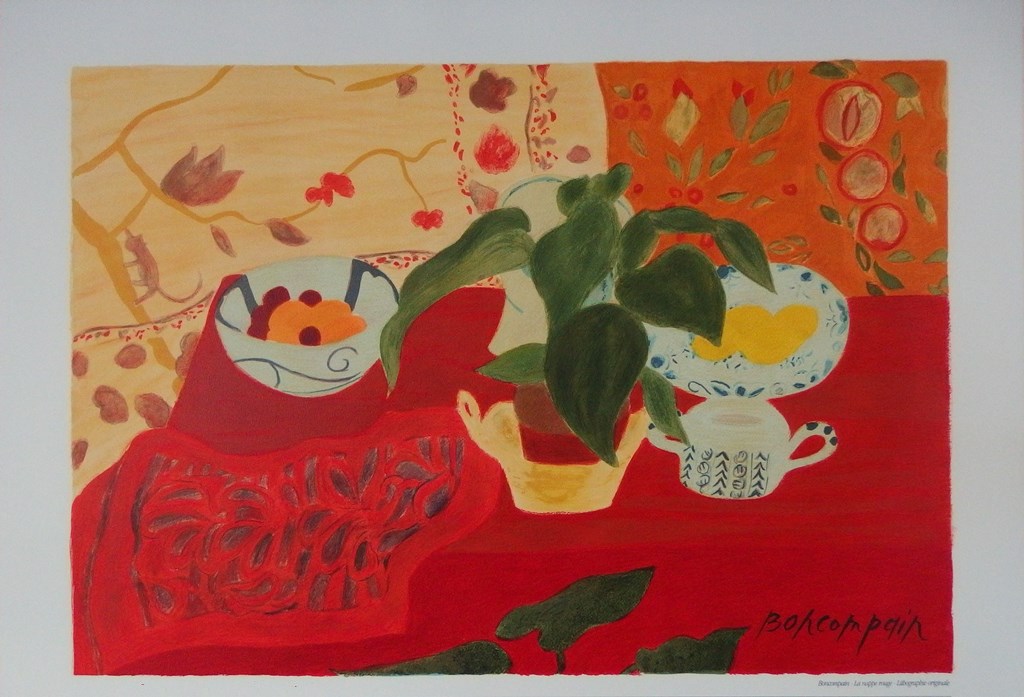Pierre BONCOMPAIN - La nappe rouge, Lithographie - Art contemporain ...
