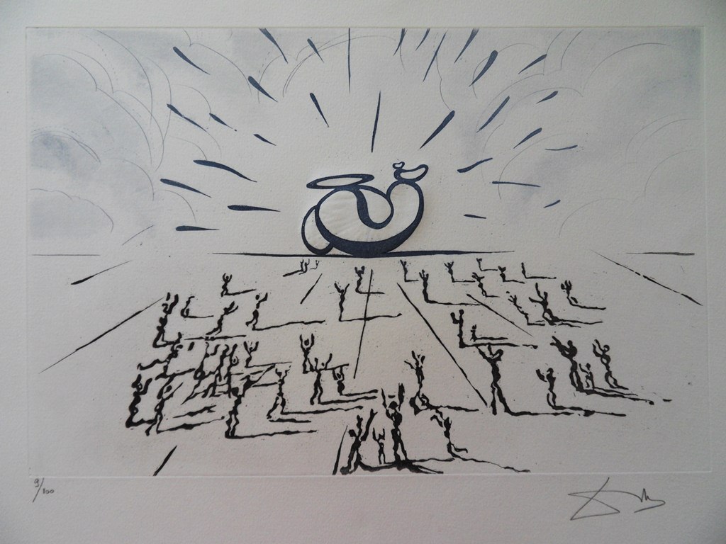 Salvador DALI (d'après) - La foule devant le Ying et le Yang, Gravure ...