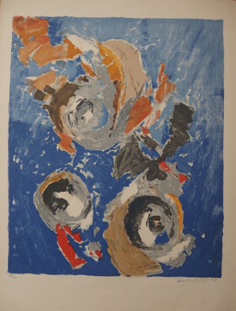 Jean CROTTI - Composition au fond bleu, Lithographie signée - Art ...