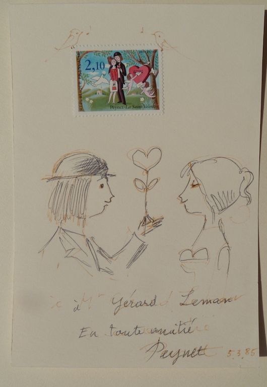 Raymond PEYNET - Les amoureux de la St Valentin, Dessin original signé - Art Moderne - Plazzart