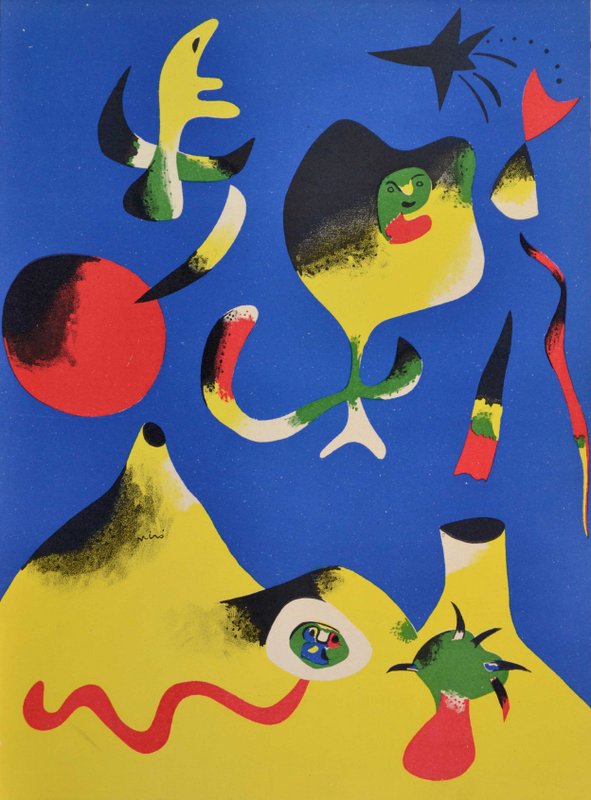 Joan Miro (1893-1983) "COMPOSITION" - Art Moderne - Plazzart