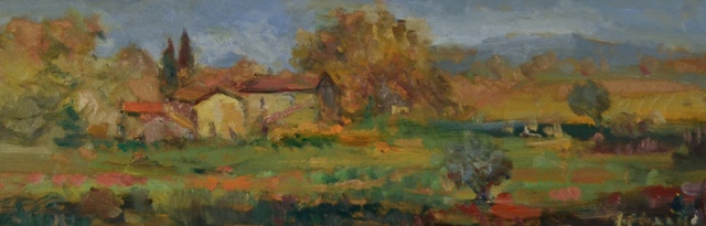 Antonio SBRANA - Tuscan landscape, Oil on panel - Post War & Modern Art ...