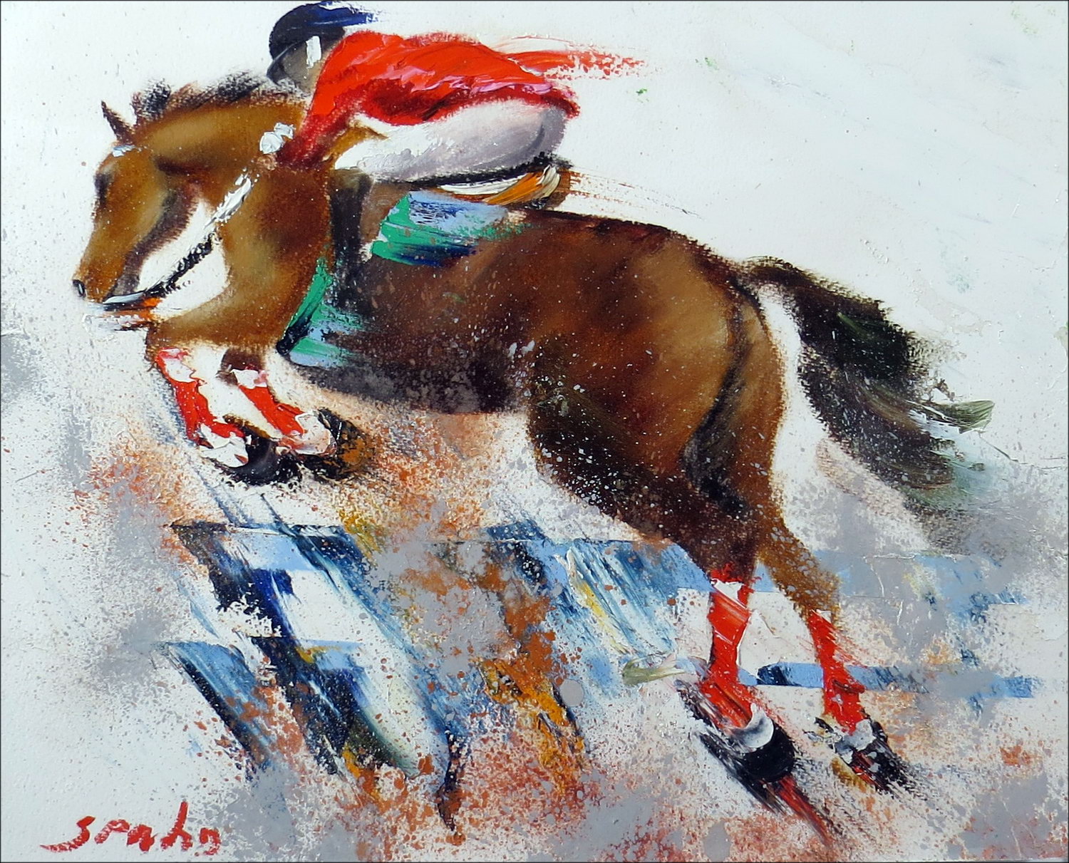 Victor SPAHN - Peinture Originale, La course d'obstacles, 31x39cm - Art ...