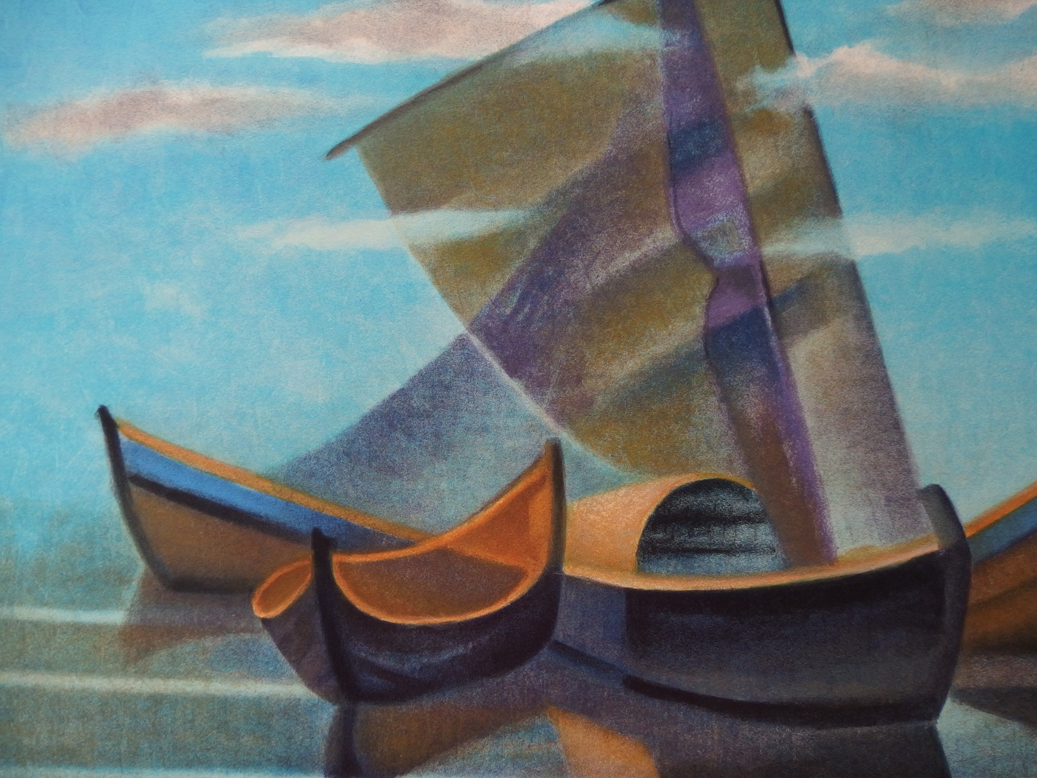 Louis TOFFOLI - Bateaux bleus, Lithographie originale signée - Art ...