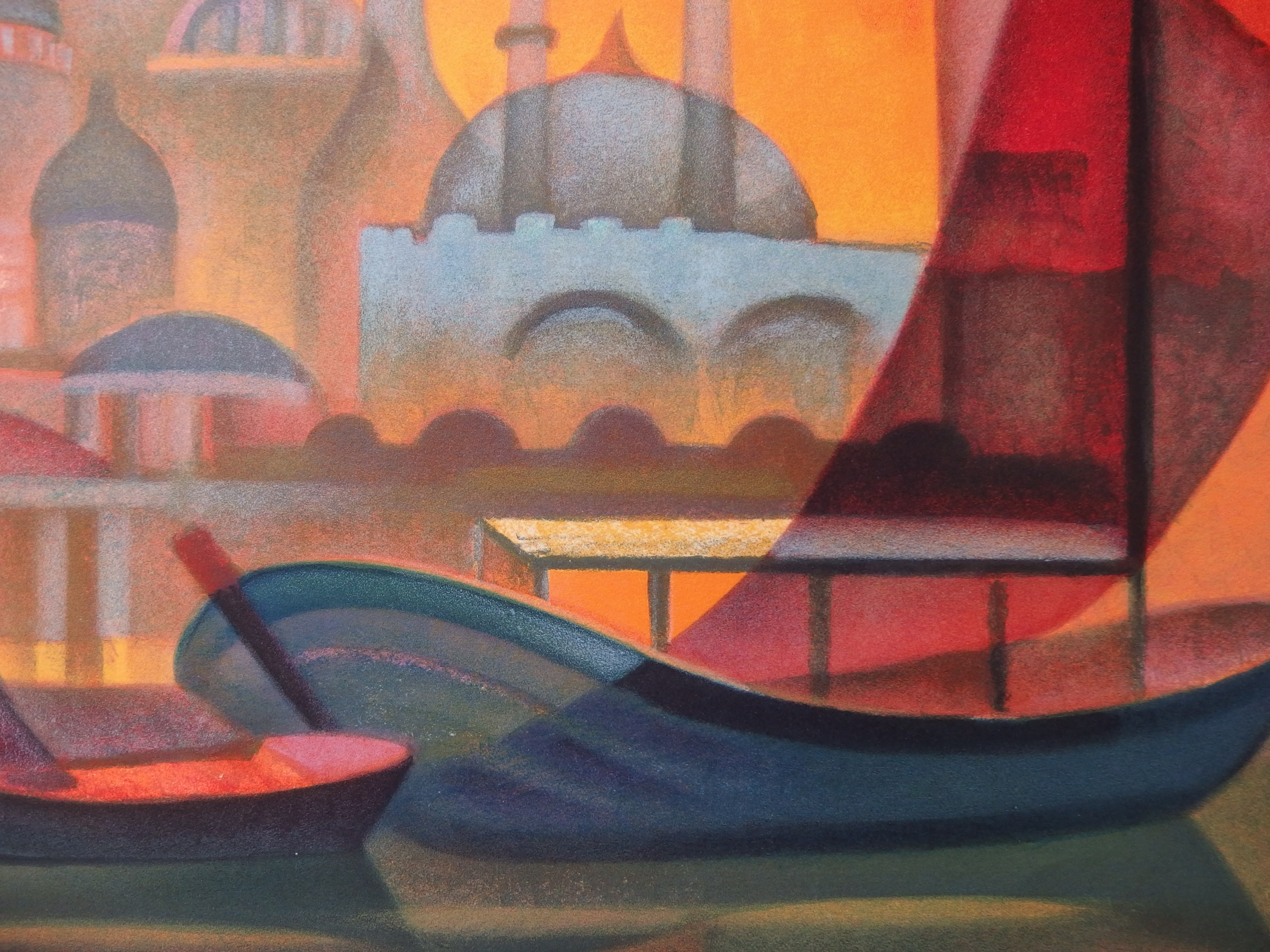 Louis TOFFOLI - Coucher de soleil sur Istanbul, Lithographie originale ...