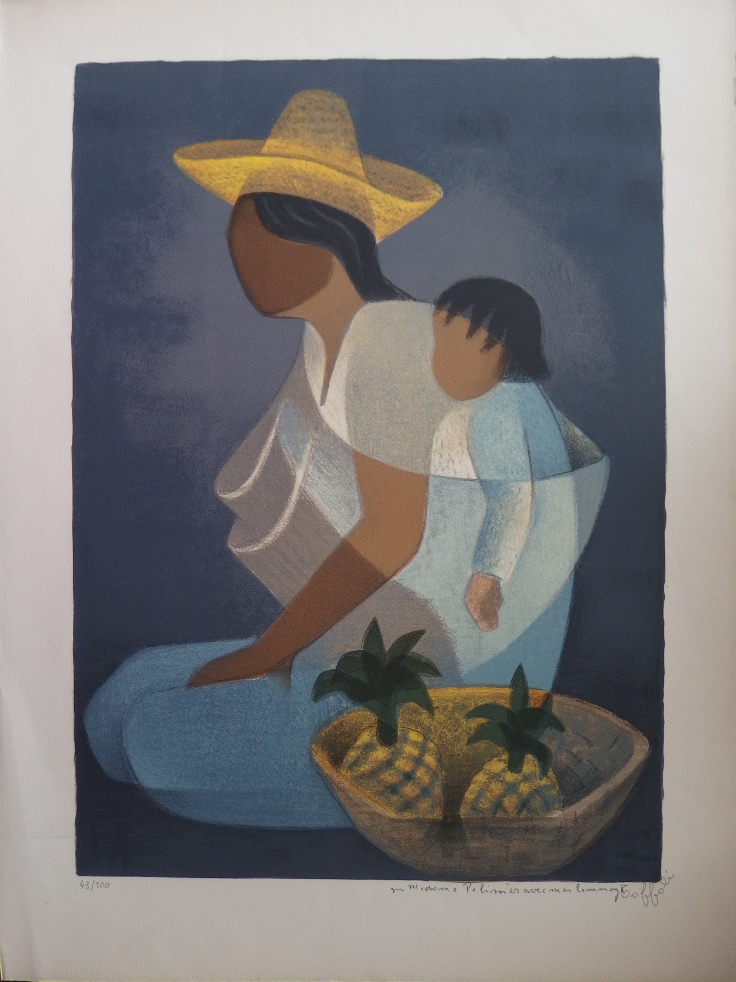 Louis TOFFOLI - Maternité à l'ananas, Lithographie originale signée ...