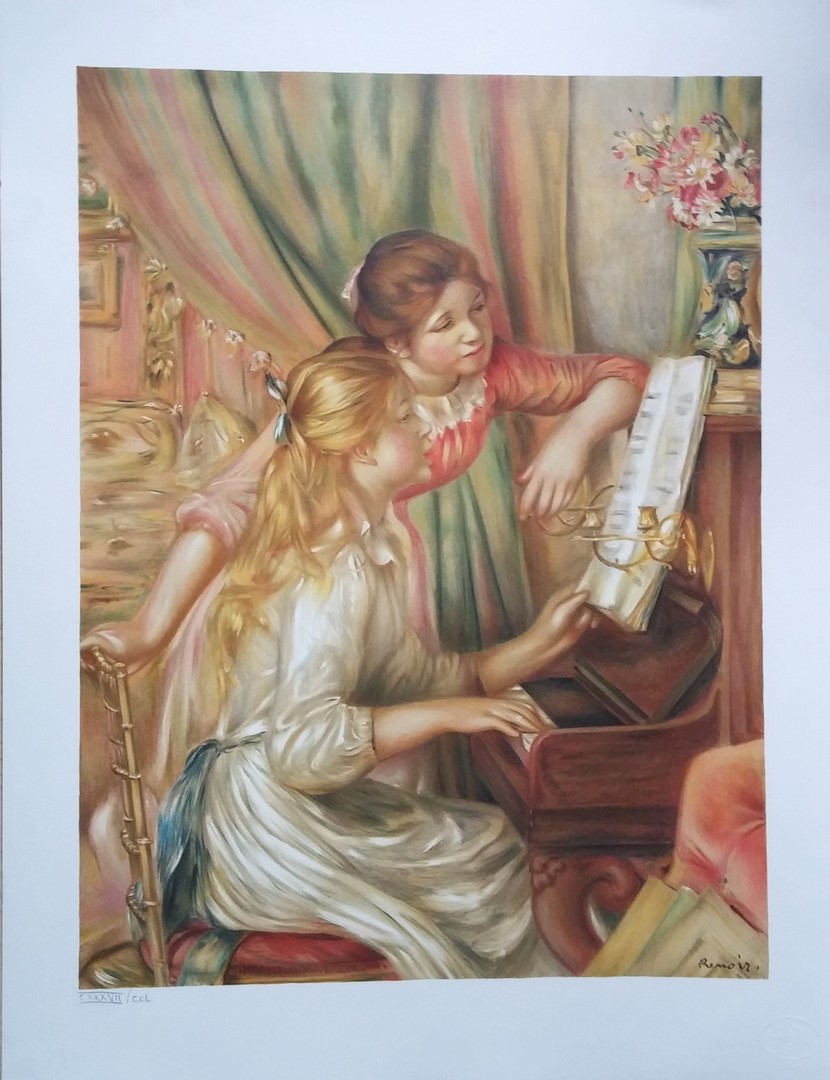 Pierre Auguste RENOIR (1841-1919) (d'après) - La leçon de Piano ...