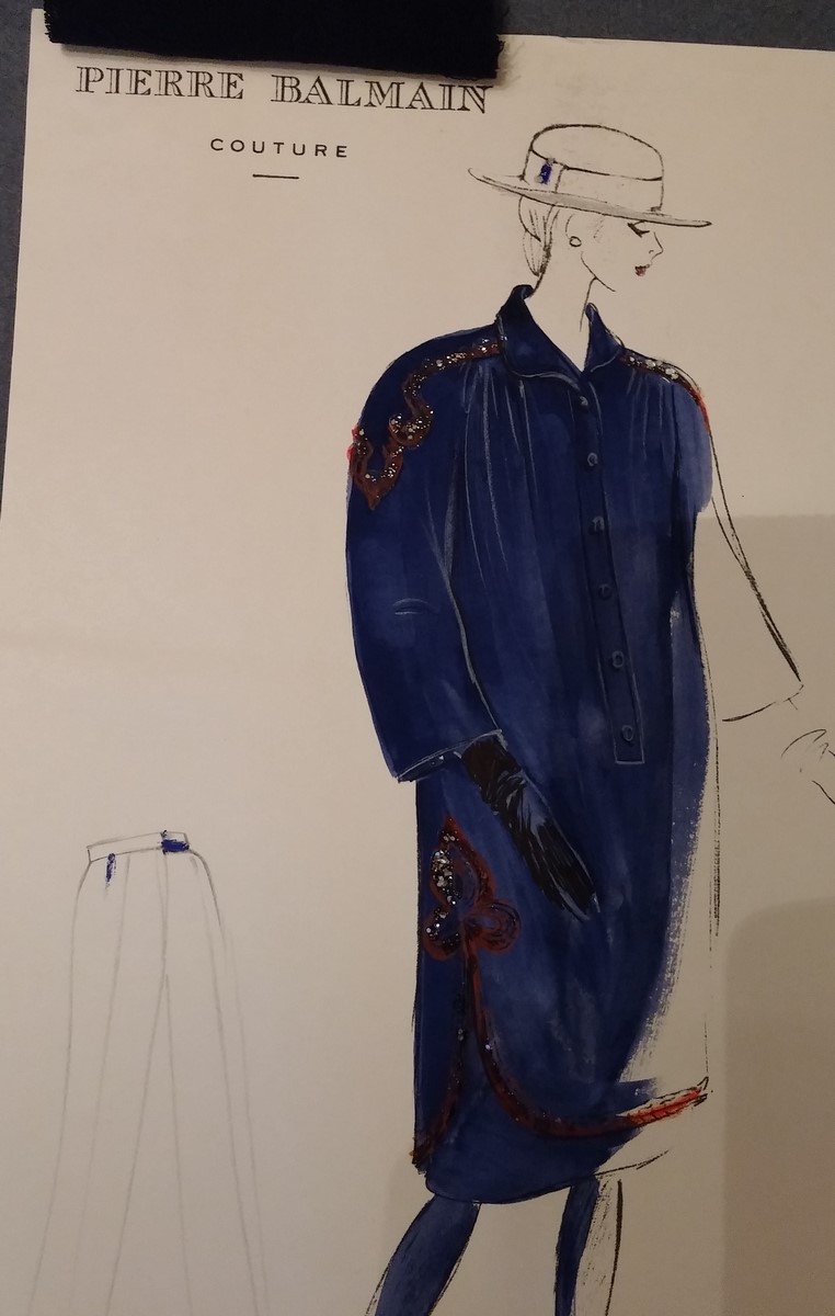 Pierre BALMAIN (1914-1982) - Magnificent original haute couture fashion ...
