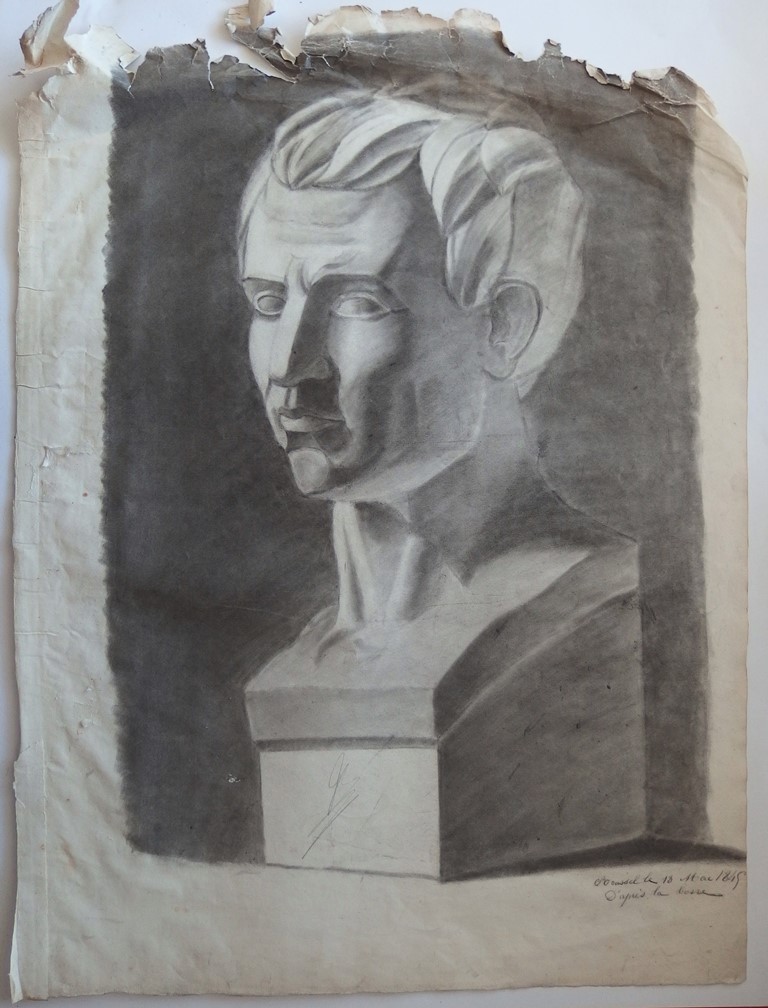 Charles Roussel - Lot de 2 études d'après l'Antique - dessins originaux ...