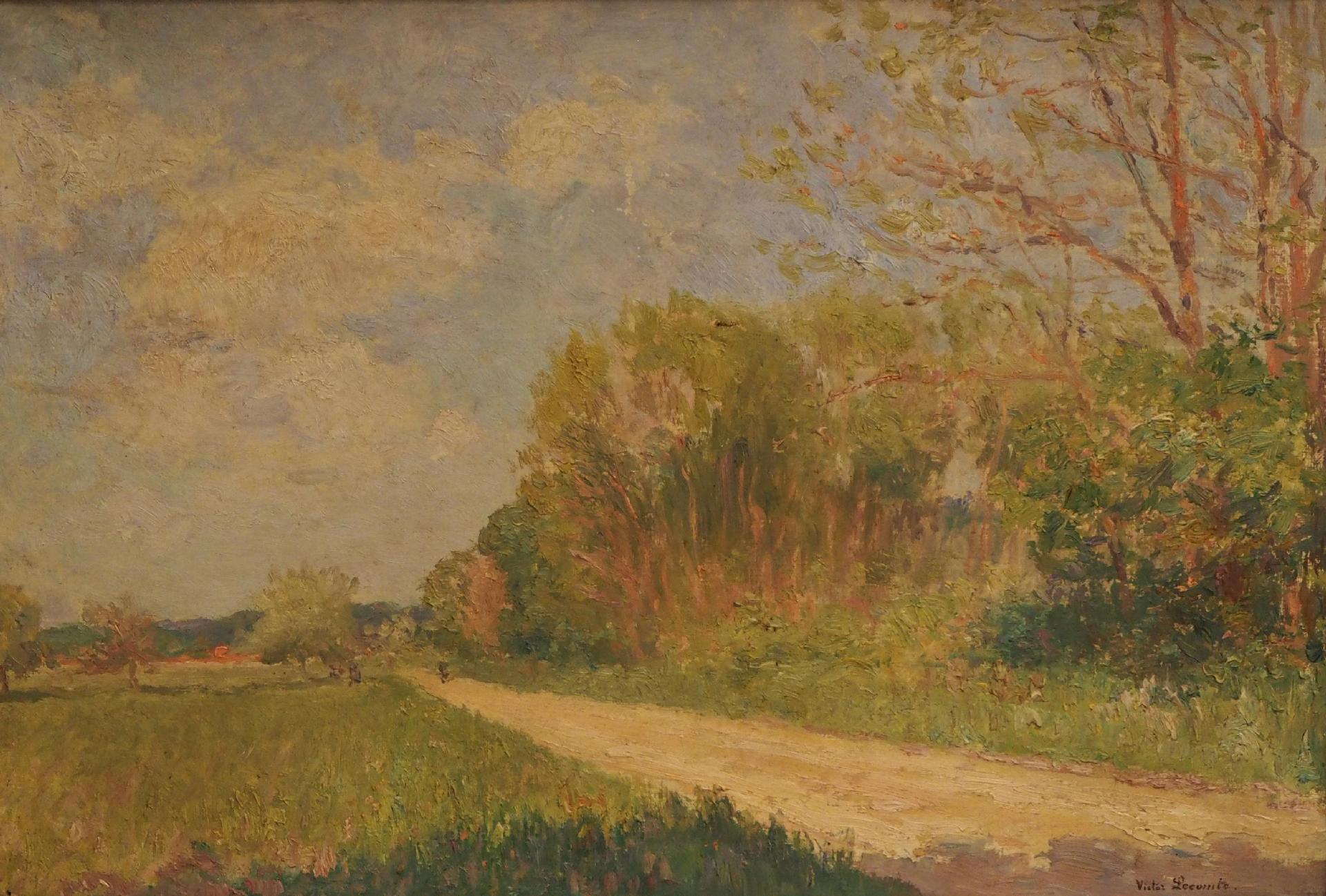 Victor LECOMTE (1851-1920). Paysage au chemin. Huile sur... - Art ...