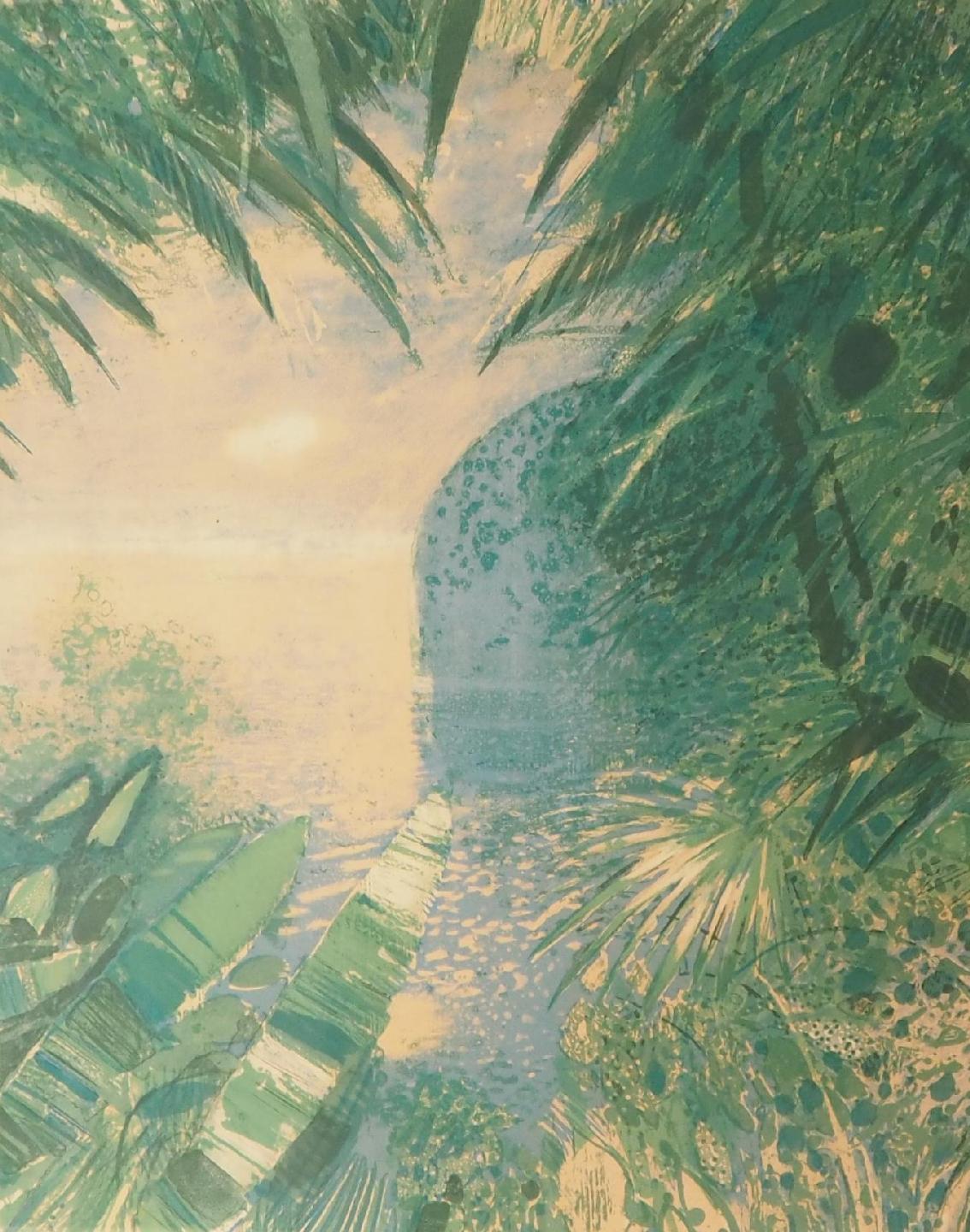 René GENIS "Coucher de soleil sur la mer" Lithographie - Post War ...