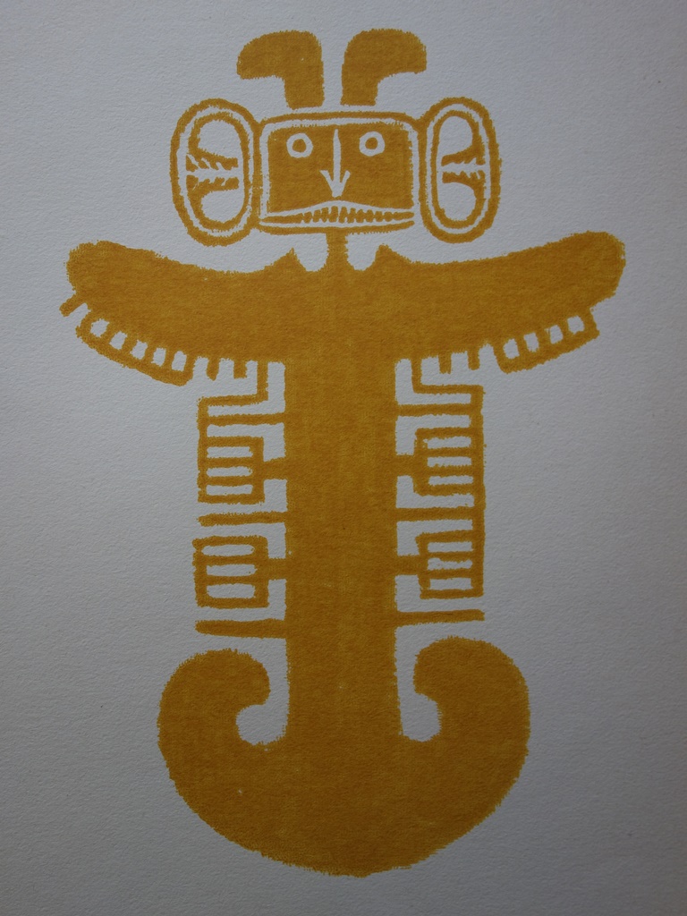 Tolima Culture - Chiropteran Ornament II, Pre-Columbian lithograph ...