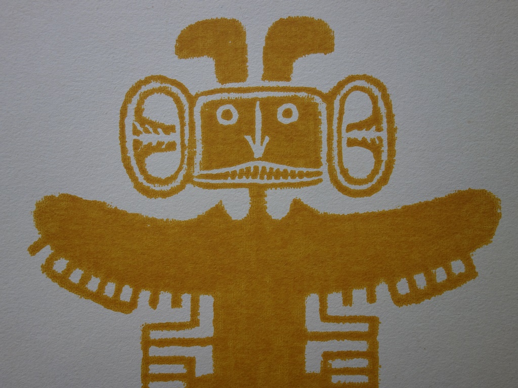Tolima Culture - Chiropteran Ornament II, Pre-Columbian lithograph ...