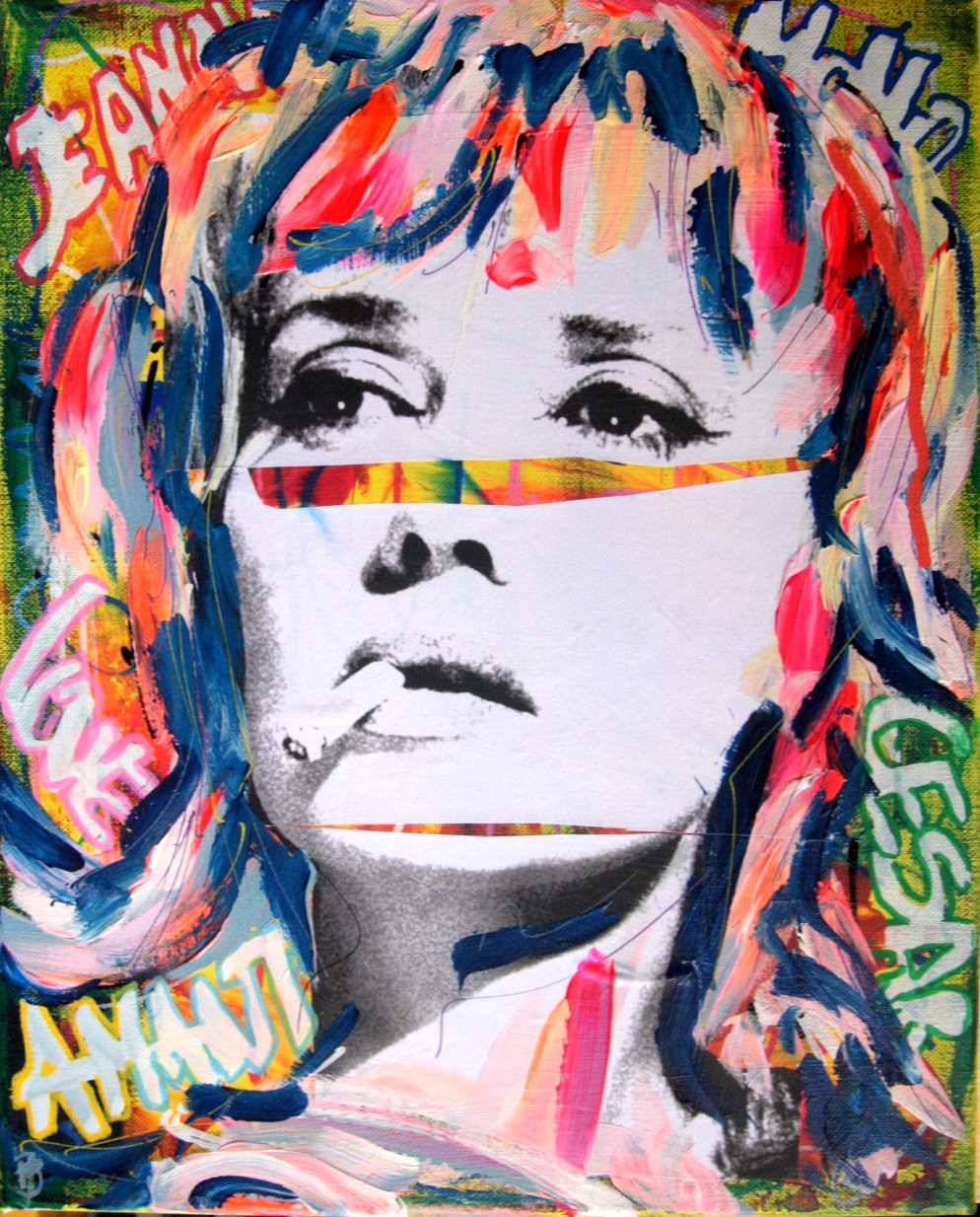 PyB jeanne moreau acrylique technique mixte - Street Art - Plazzart