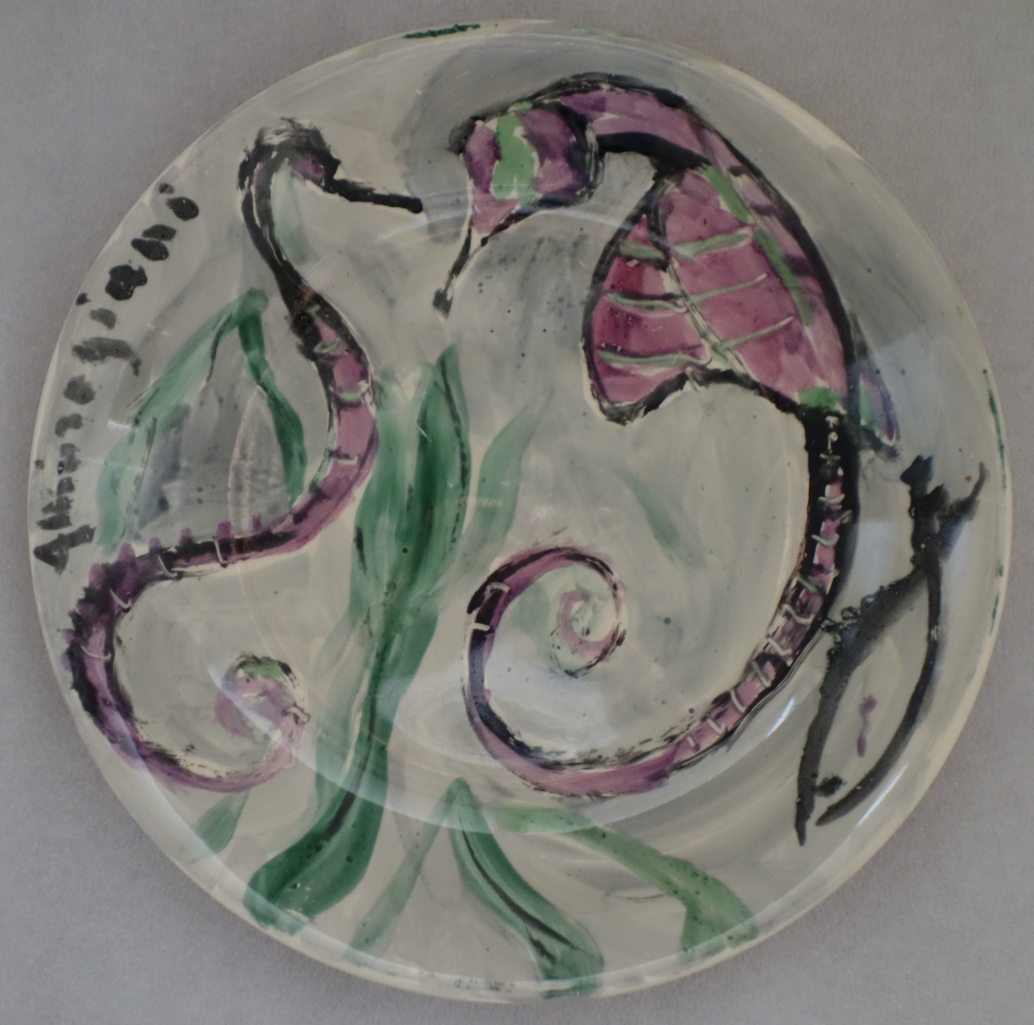 Pascal AMBROGIANI : Couple d'hippocampes - Assiette originale signée ...