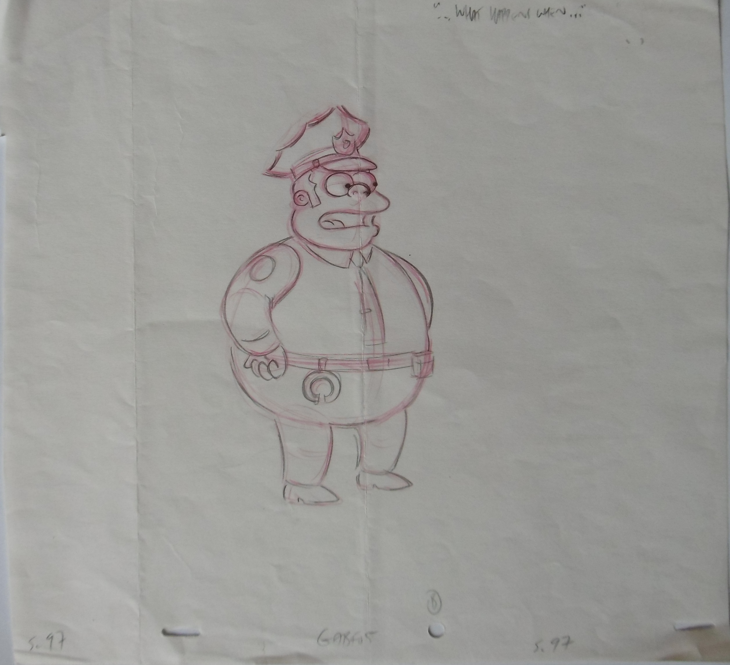 Dessin original de production des Simpsons Chef Wiggum - Bandes ...