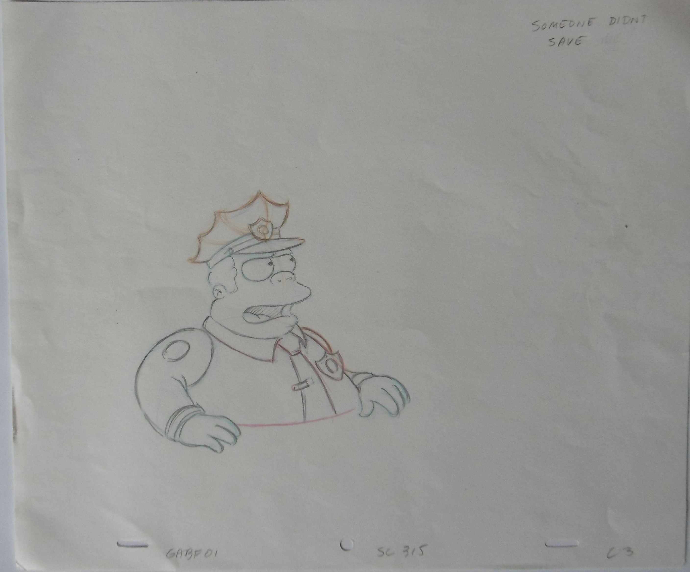 Dessin original de production du chef Wiggum demi des Simpsons - Bandes ...