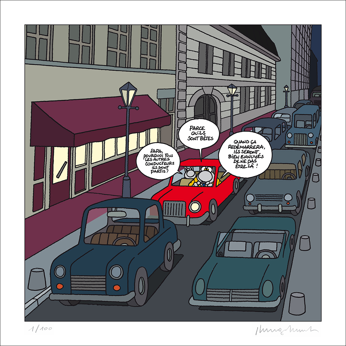 Philippe GELUCK - Embouteillage, 2017 - Digigraphie signée - Bandes ...