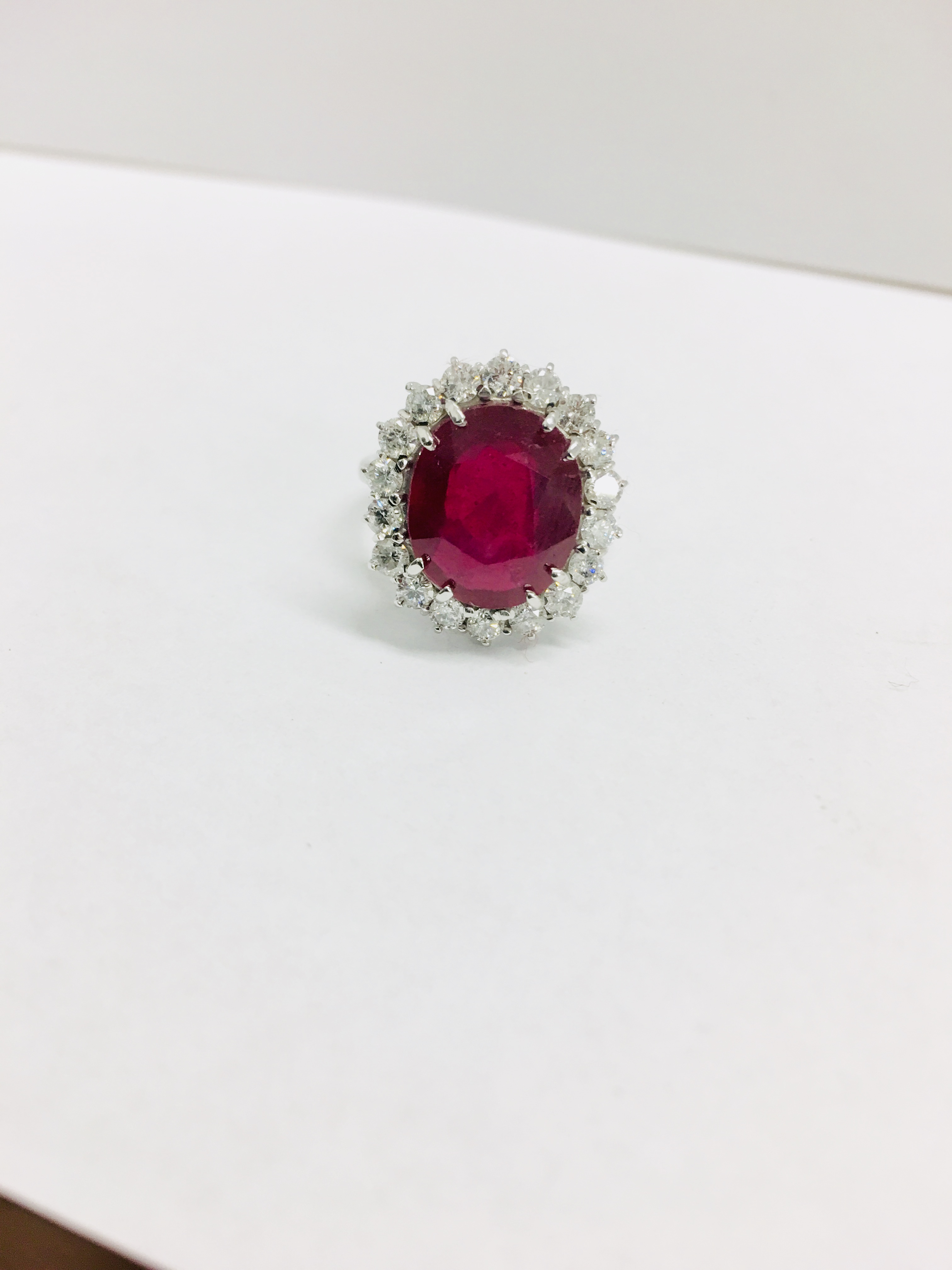 Platinum Ruby Diamond cluster entourage Ring 5ct Ruby - Bijoux et ...