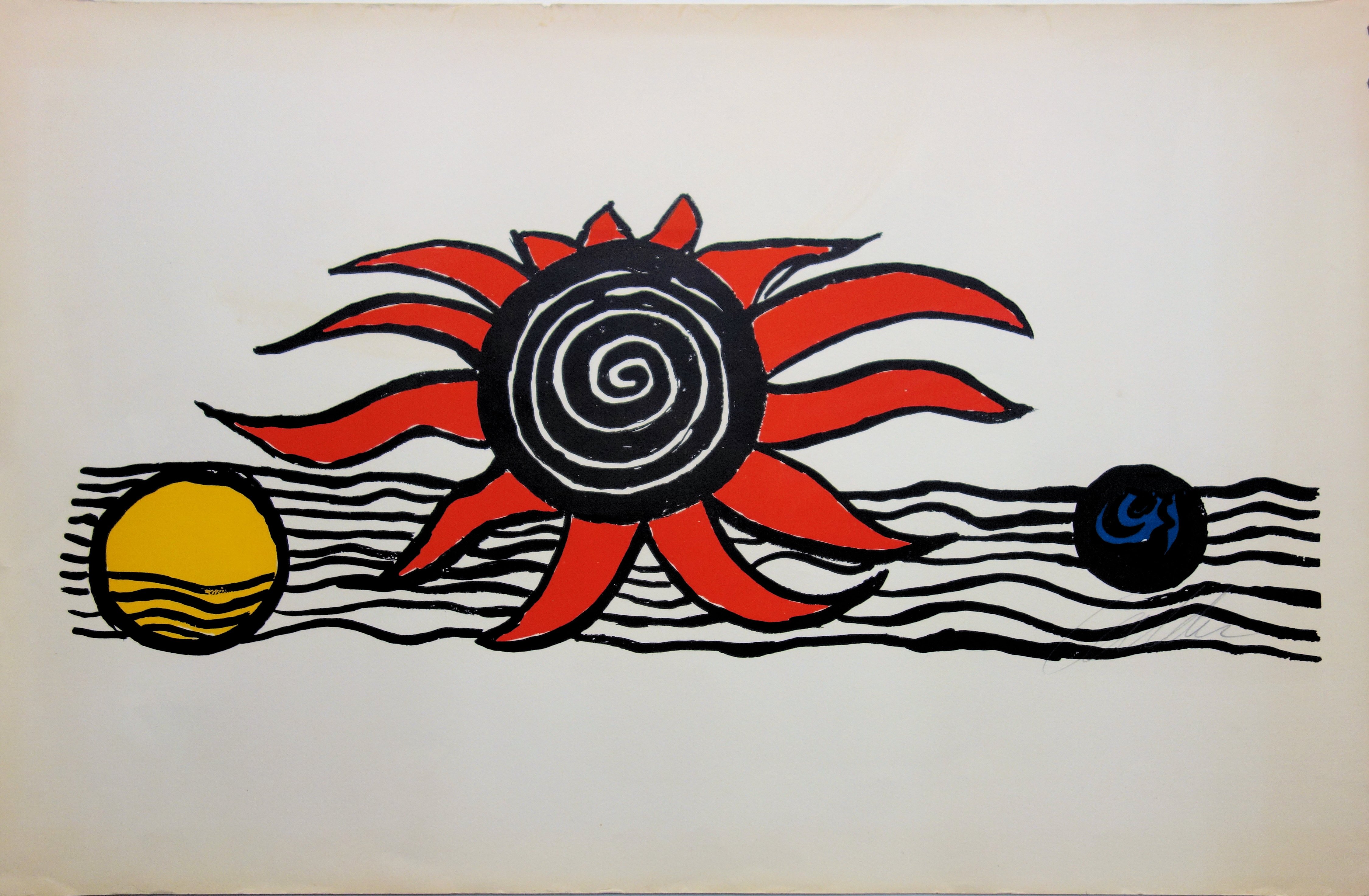 Alexander CALDER : La lune le soleil et la terre - Lithographie ...