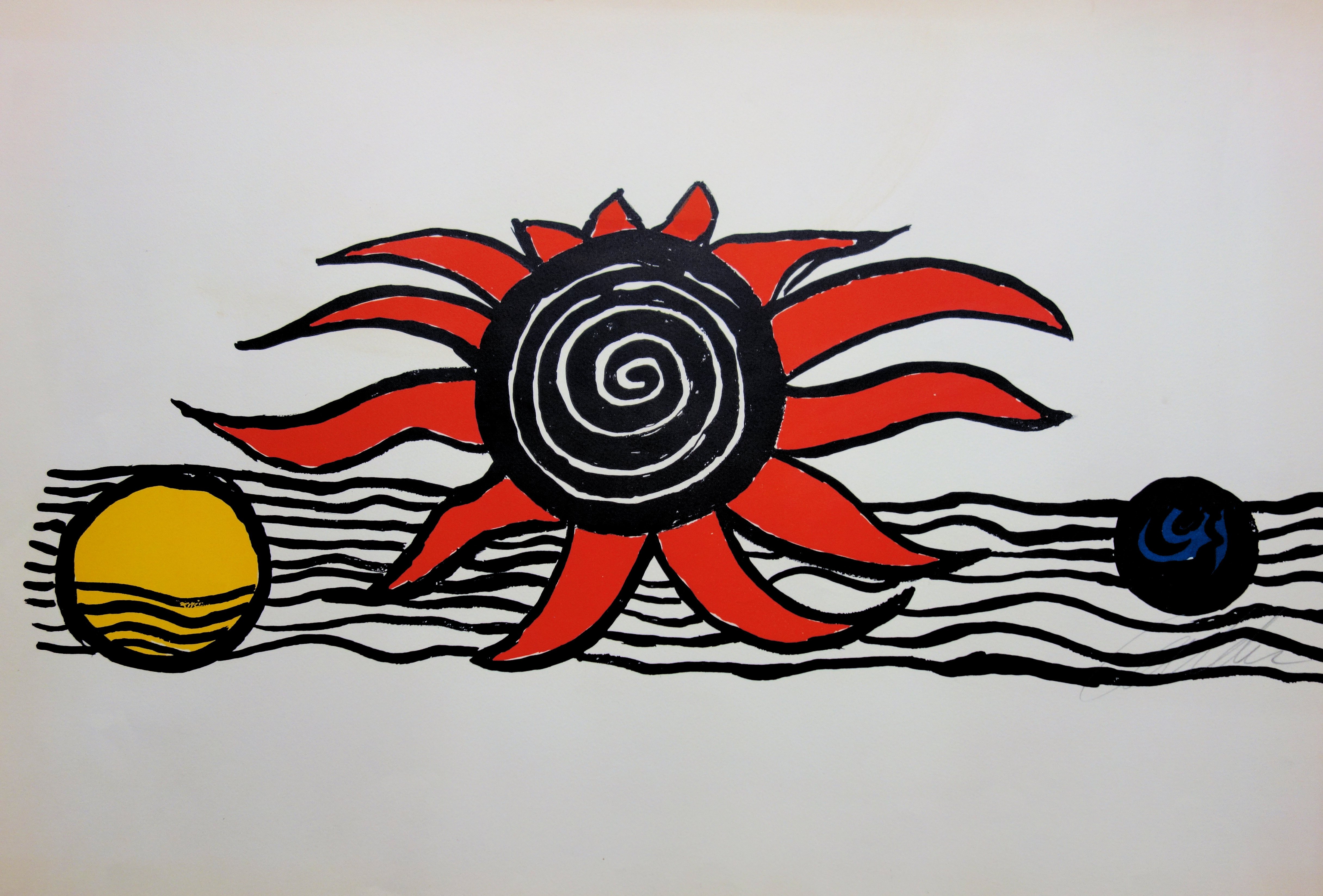 Alexander CALDER - The moon the sun and the earth - Original Lithograph ...
