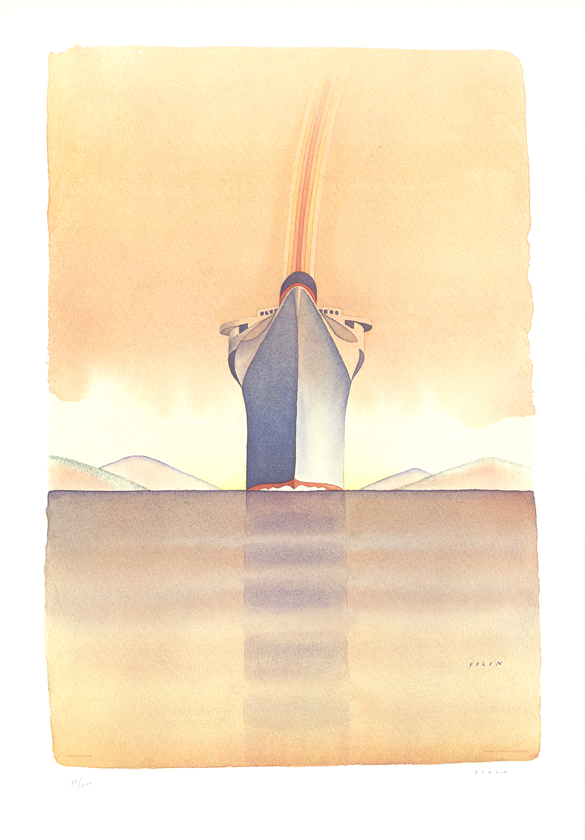 "Rainbow on a boat" by Jean-Michel Folon, 1978 Signed Offset Lithograph ...