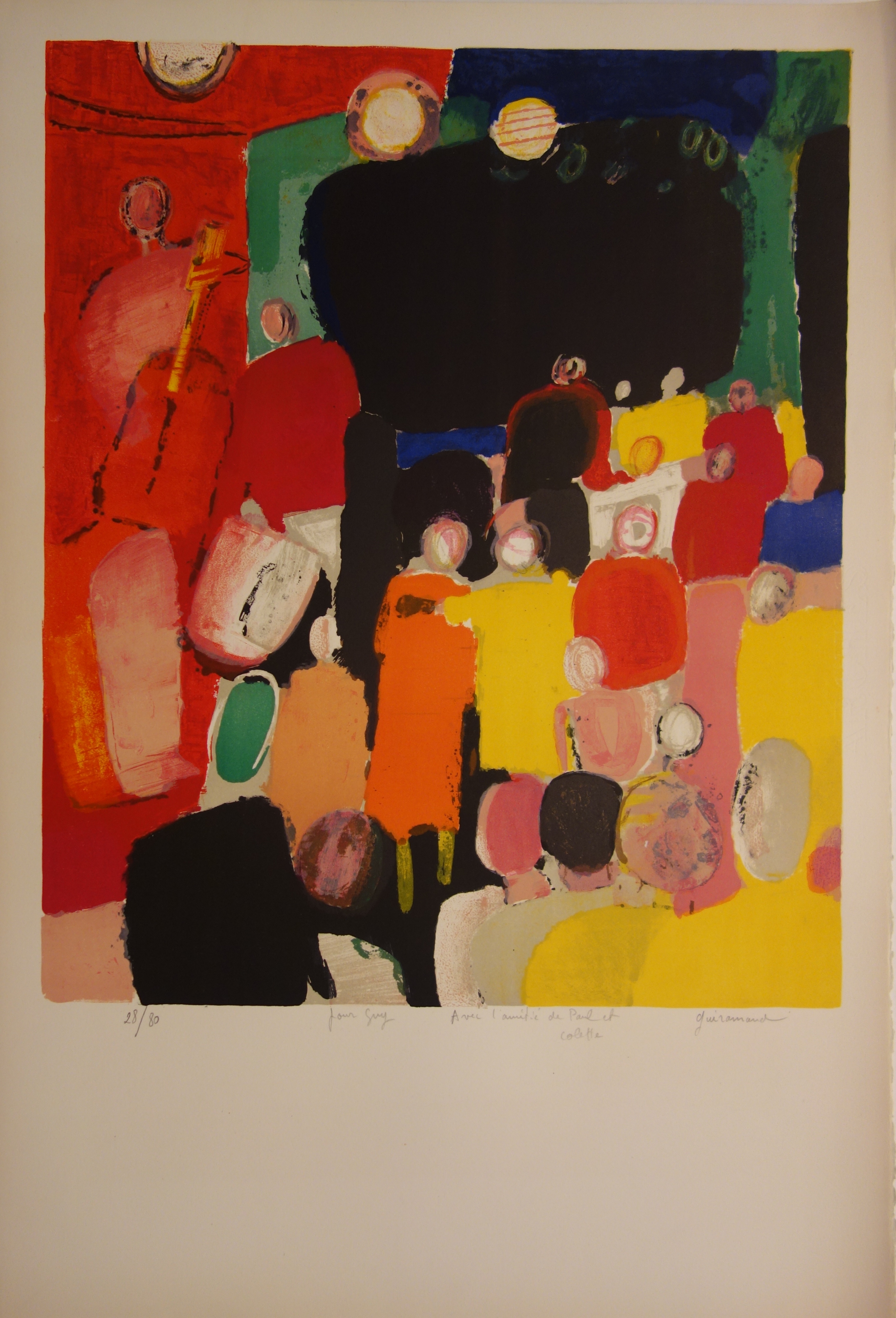 Paul GUIRAMAND : La fête - Lithographie originale Signée - Art Moderne - Plazzart