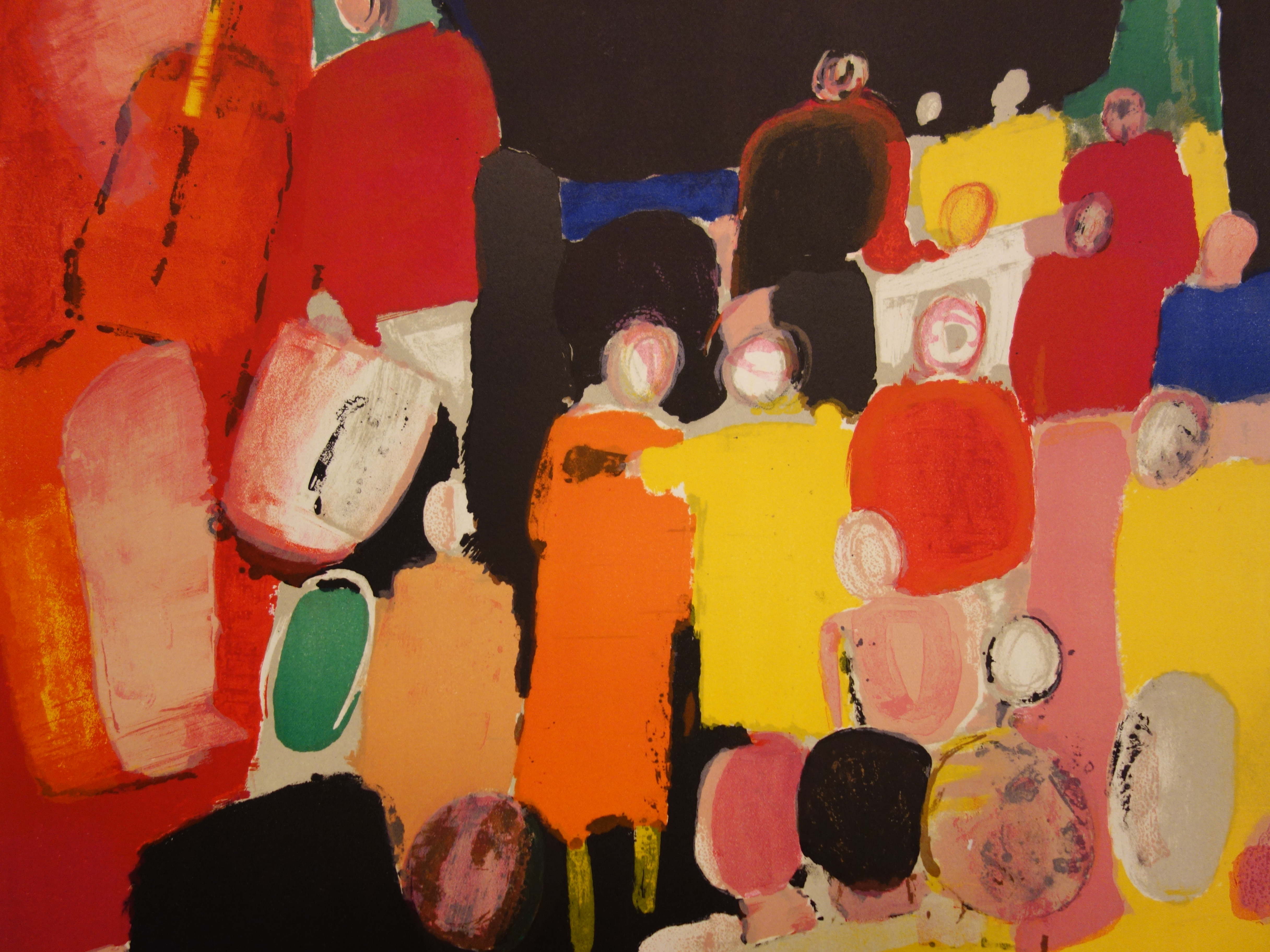 Paul GUIRAMAND : La fête - Lithographie originale Signée - Art Moderne - Plazzart