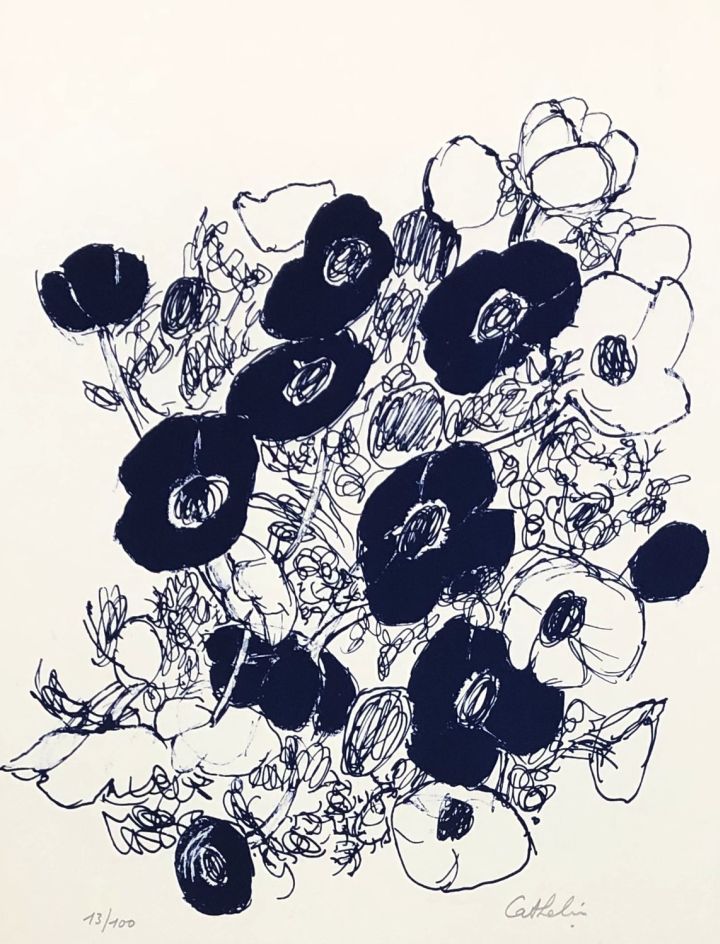 Bernard CATHELIN - Anémones, 1988, Lithographie signée et numérotée ...