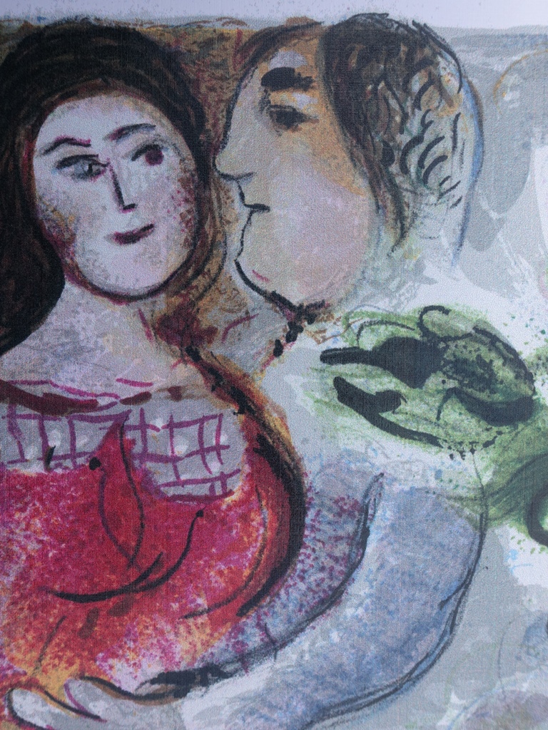 Marc Chagall After Lovers And The Pastoral Flowers Signed And
