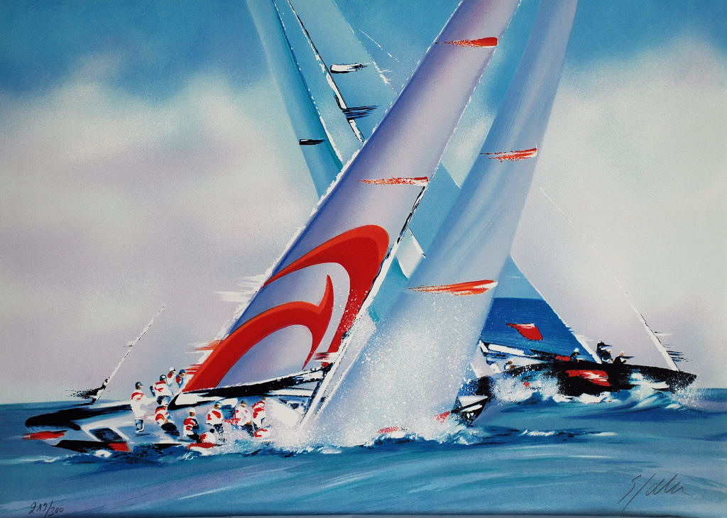 Victor SPAHN - Régate II - Hand signed and numbered Lithograph - Post ...