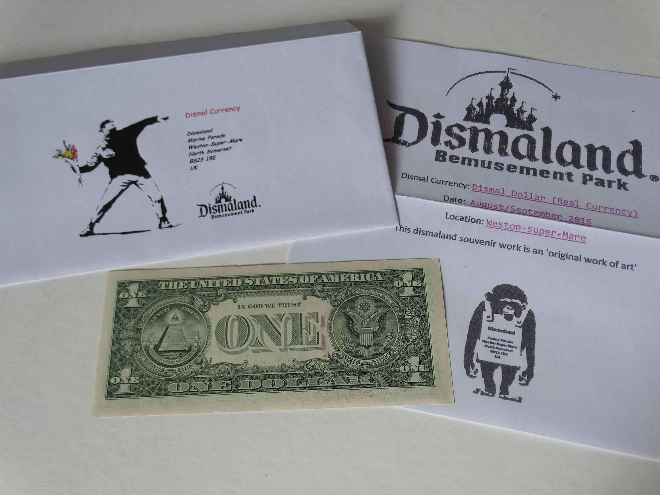 Banksy Dismaland note, small original graffiti - Street Art - Plazzart