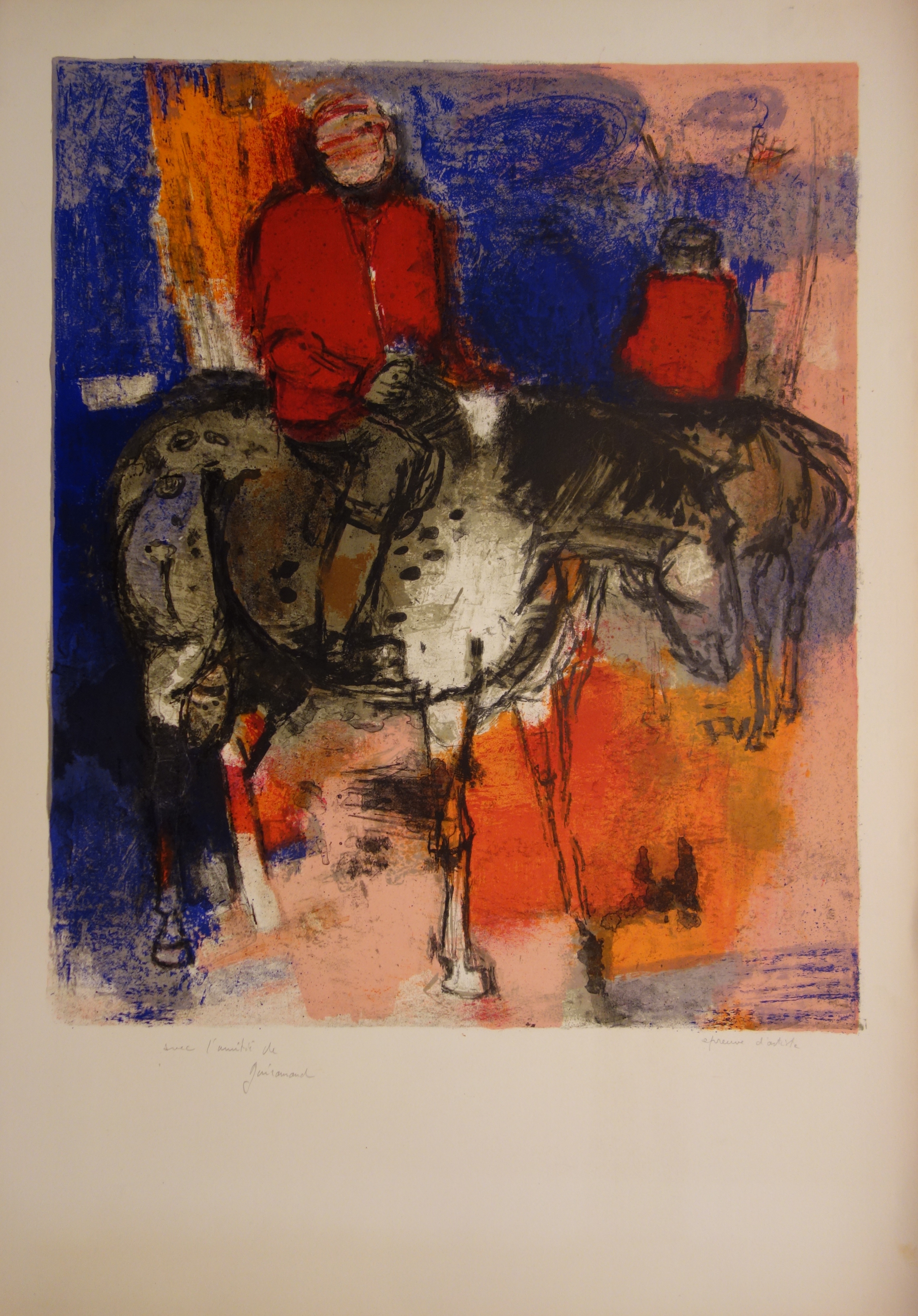 Paul GUIRAMAND : Le cavalier - Lithographie Originale Signée - Art Moderne - Plazzart