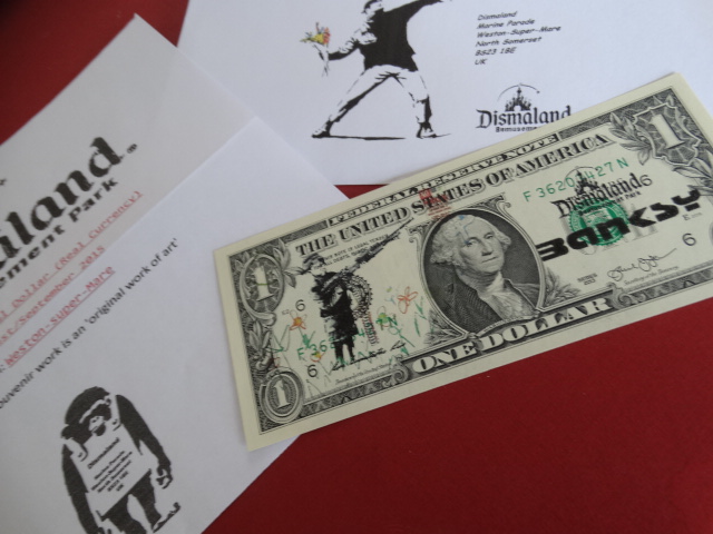 Banksy Dismaland note, small original graffiti - Street Art - Plazzart