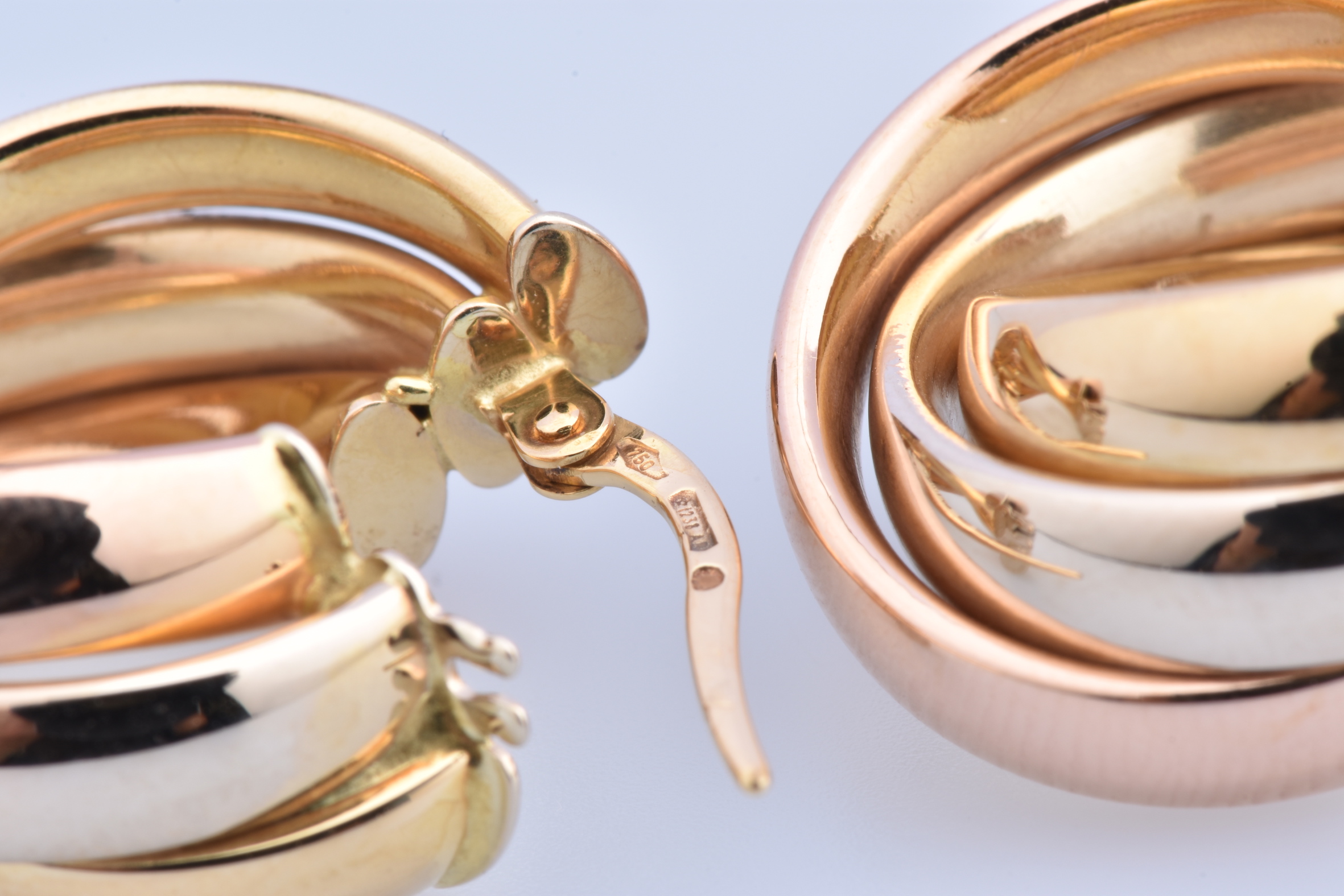 Belle boucles d'oreilles créoles en or tricolore 18 carats (750 ...