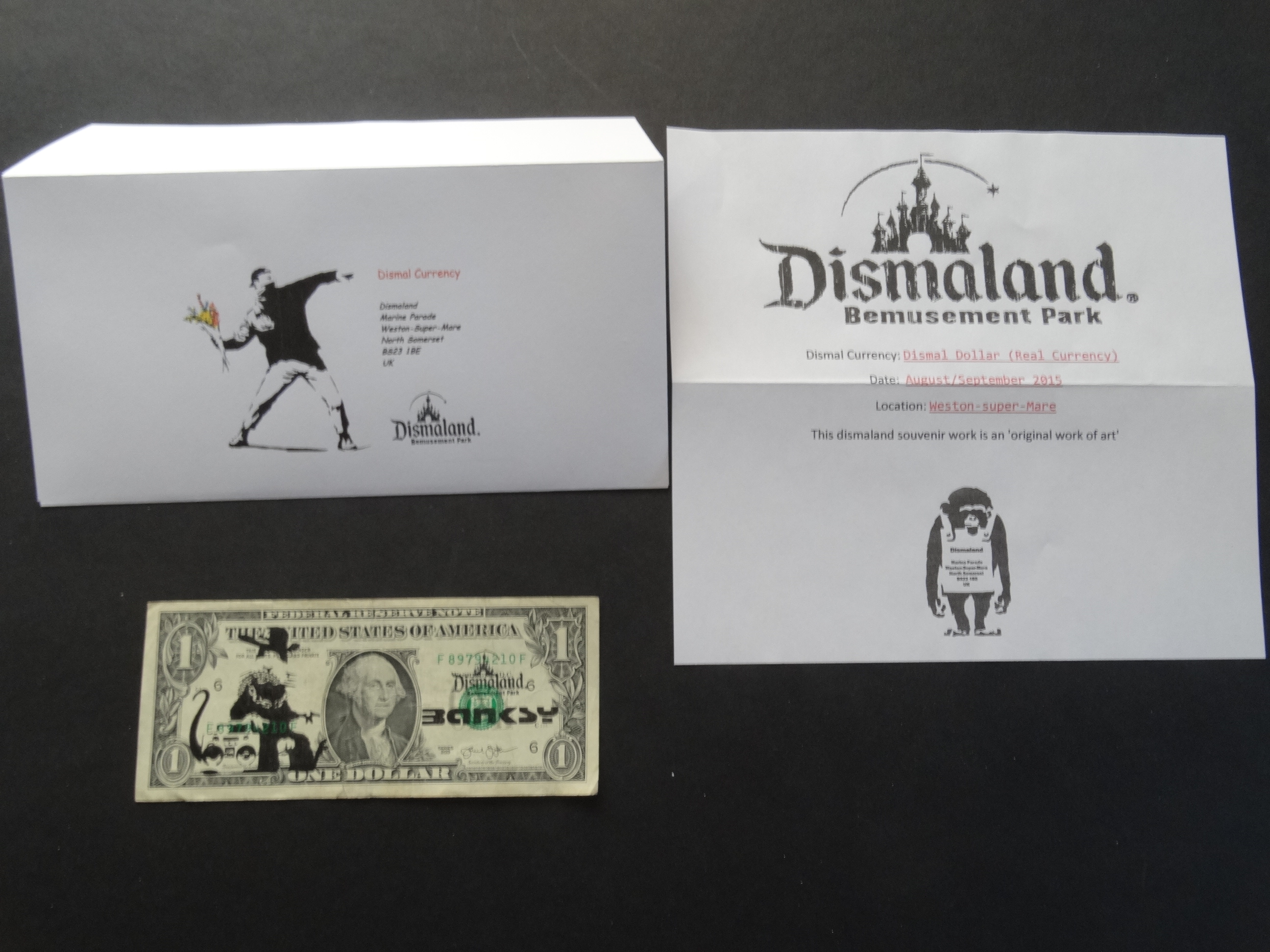 Banksy Dismaland note, small original graffiti - Street Art - Plazzart