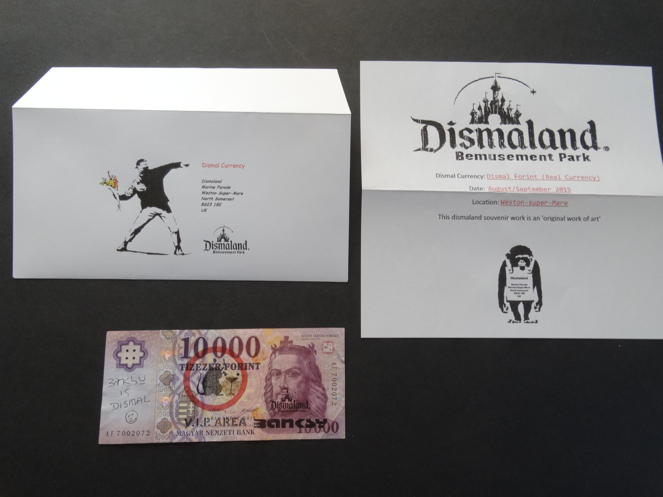 Banksy Dismaland note, small original graffiti - Street Art - Plazzart