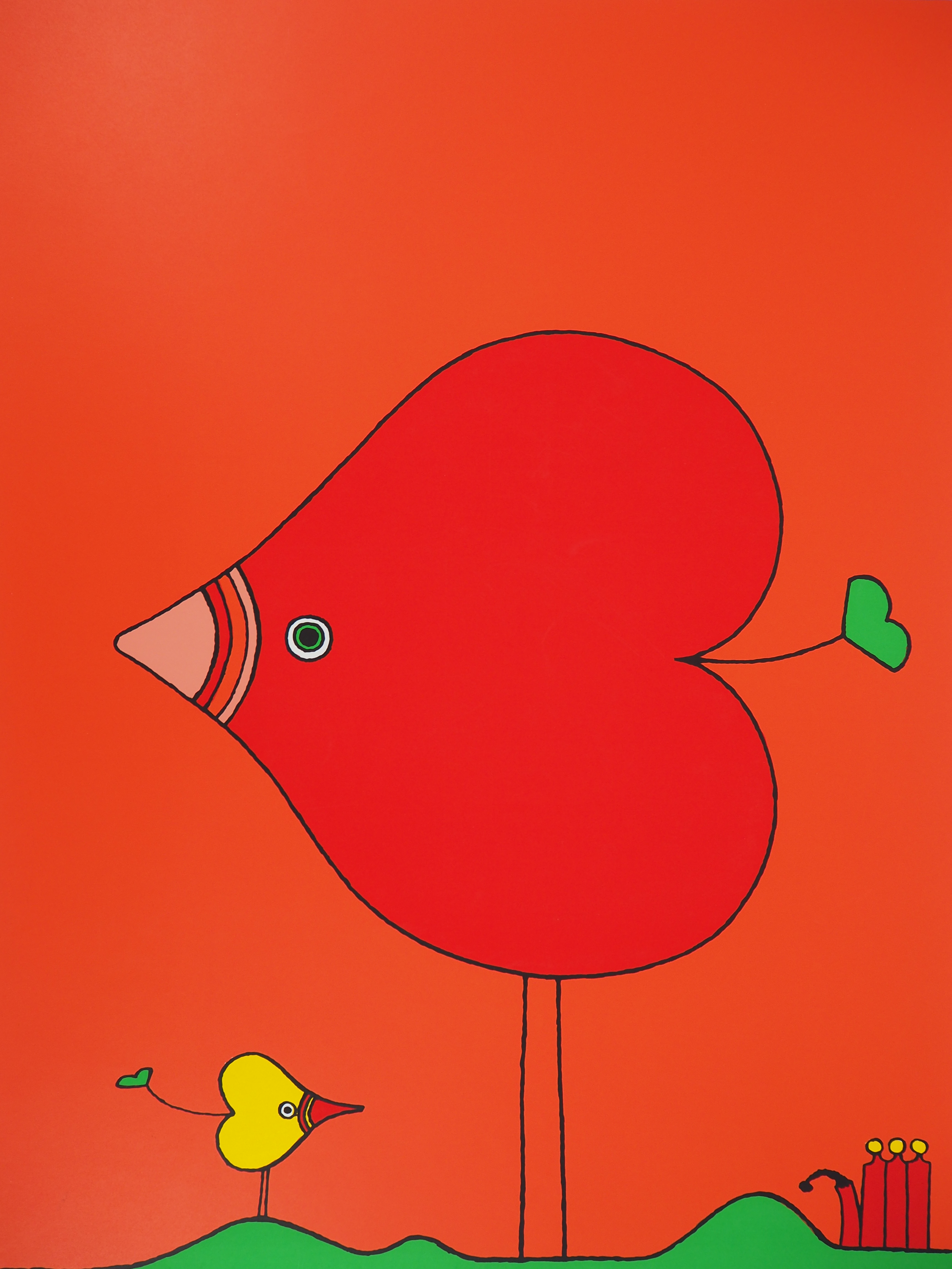 Charles LE BARS : Oiseau-coeur - Sérigraphie Originale Signée - Art ...