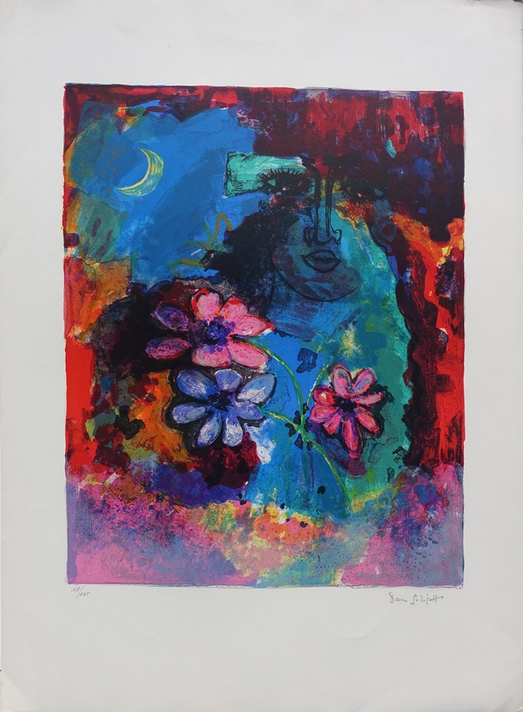 Dan SOLOJOFF : Le visage - Lithographie originale signée au crayon ...