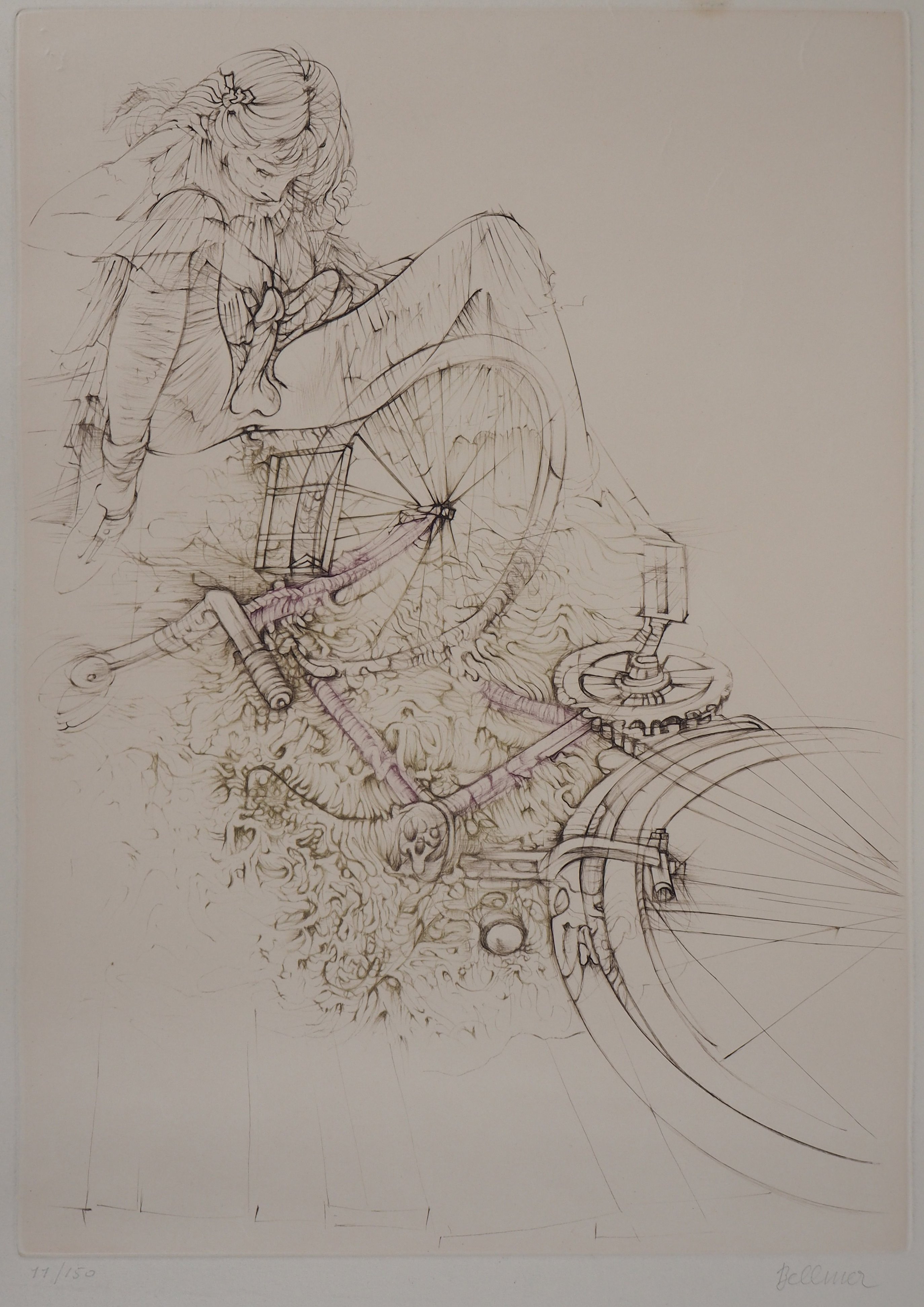 Hans Bellmer (1902-1975) - Fillette à vélo, gravure originale signée ...