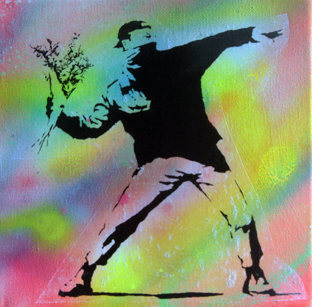 PyB anarchy flowers banksy replay - Street art - Plazzart