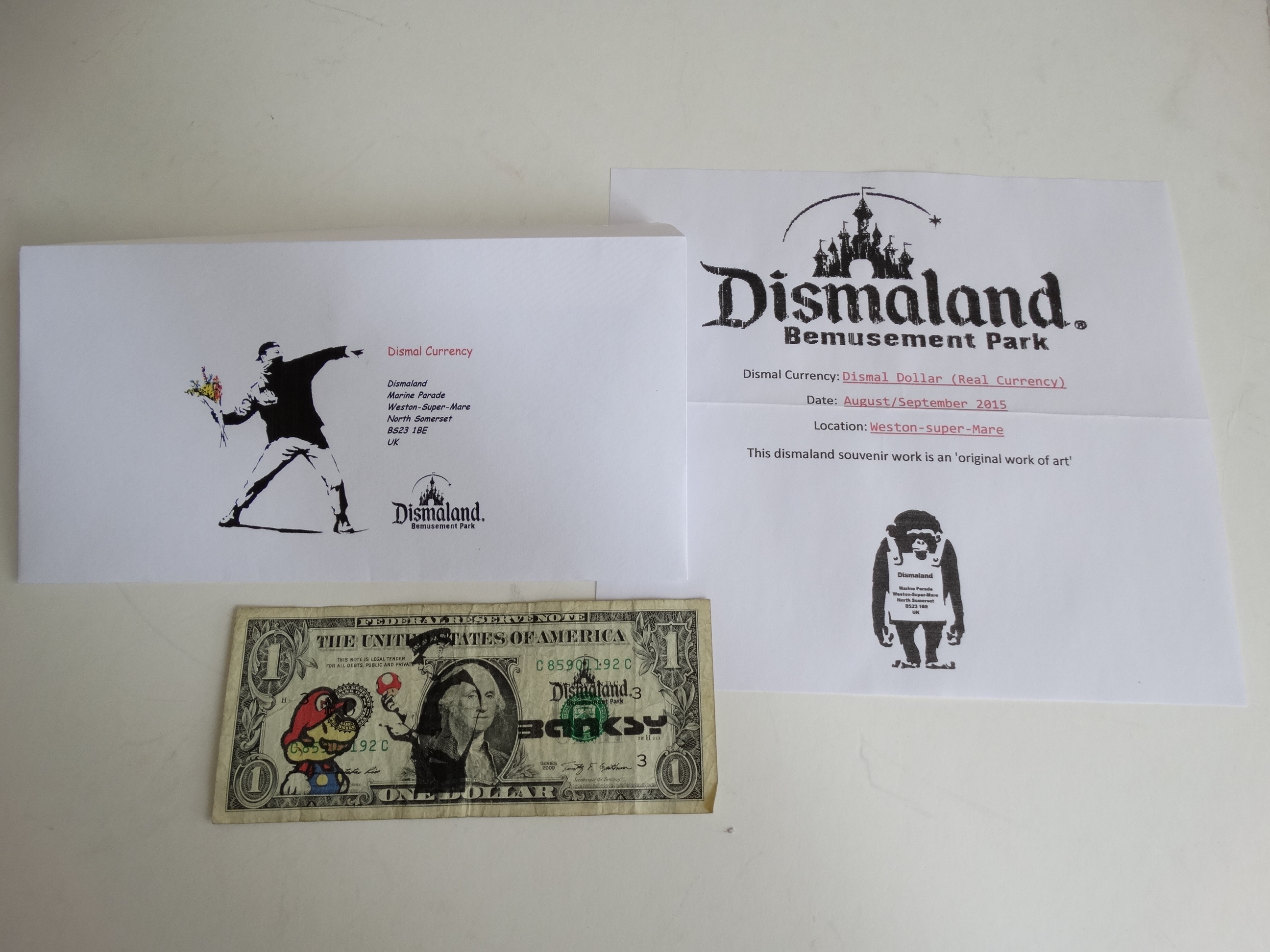 Banksy Dismaland note, small original graffiti - Street Art - Plazzart
