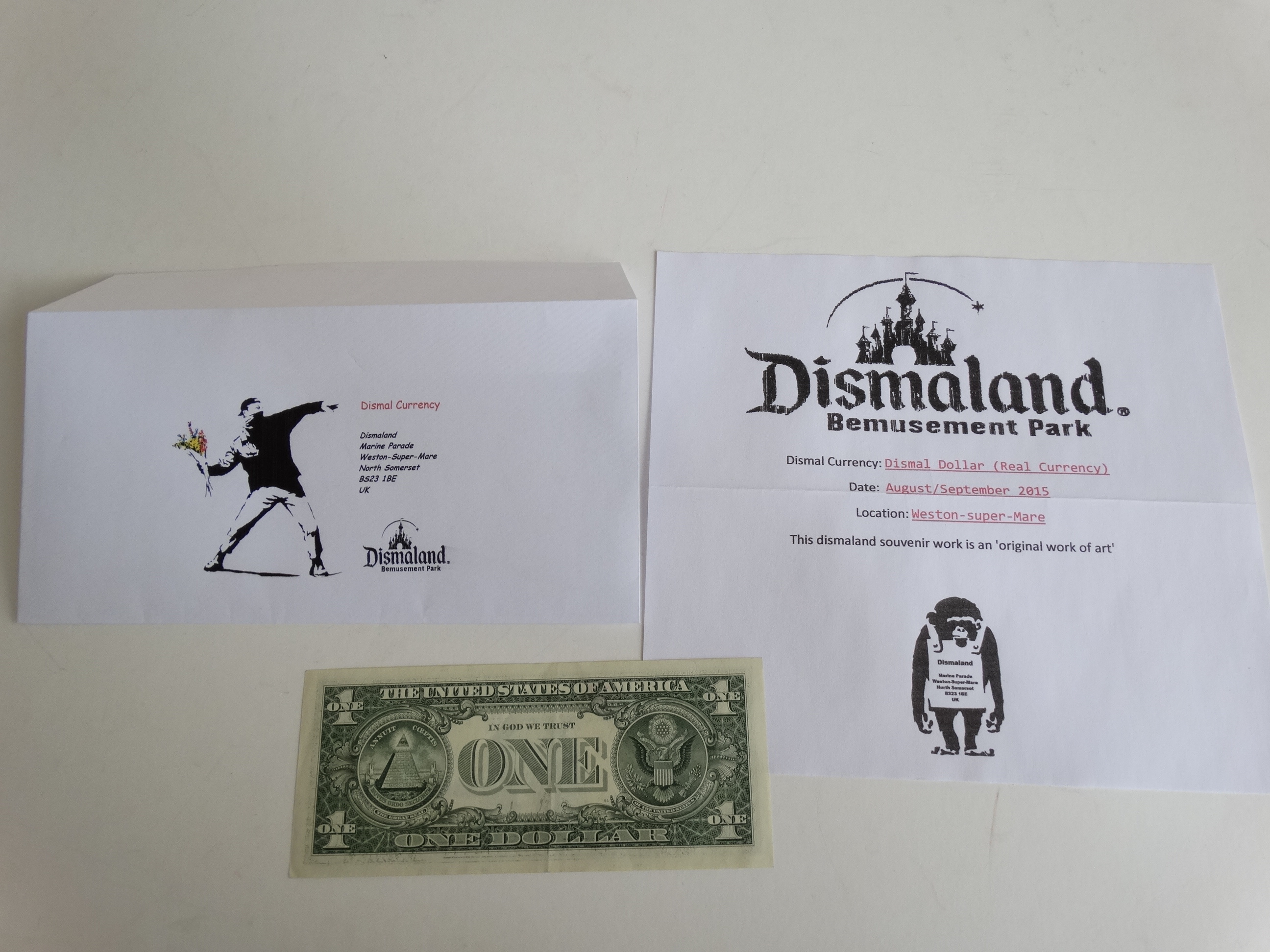 Banksy Dismaland note, small original graffiti - Street Art - Plazzart