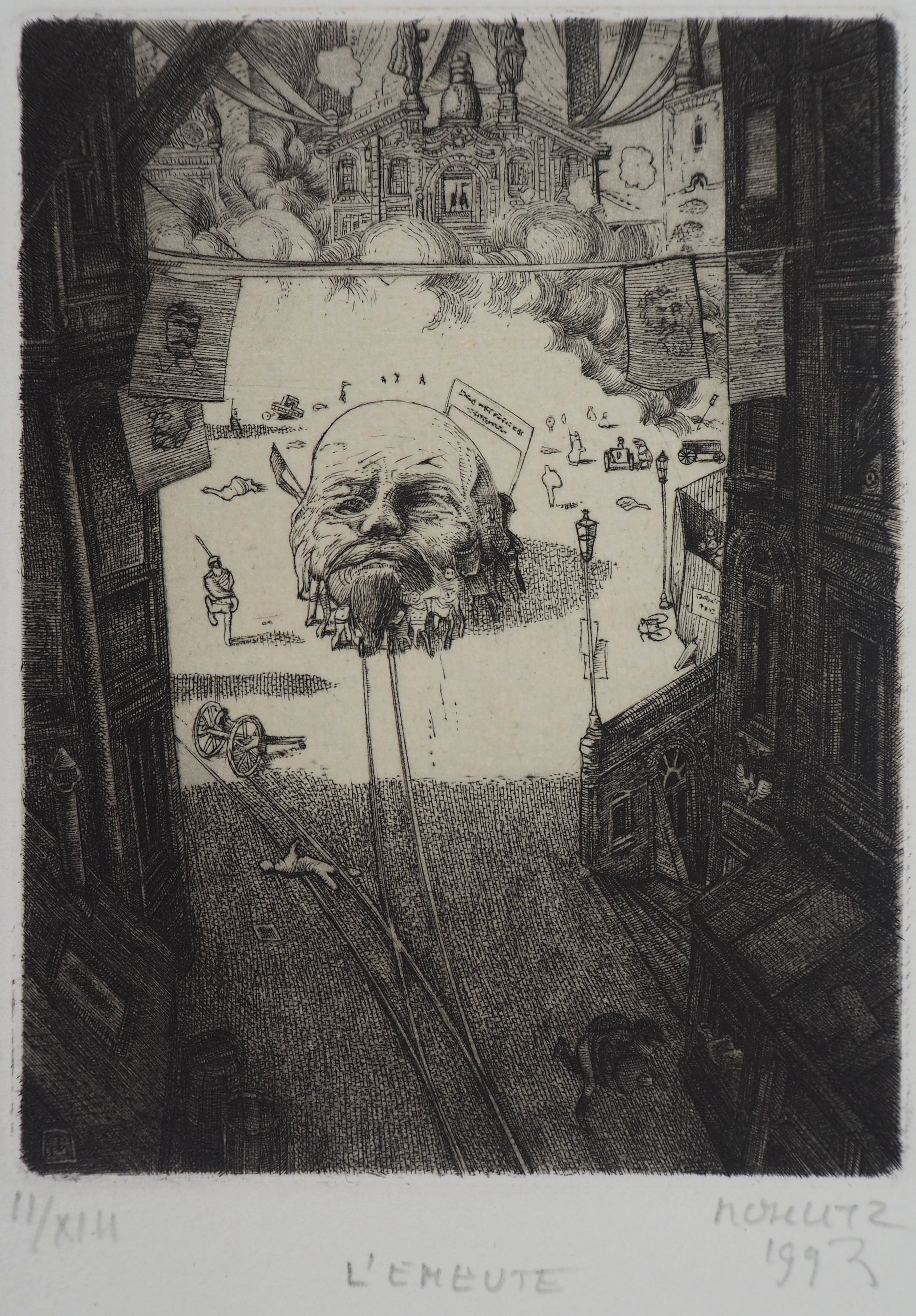 Philippe MOHLITZ : L'émeute - Gravure Originale Signée - Art Moderne - Plazzart