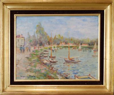 Henri STENN (1903 - 1993) "Bord de Marine" - Huile sur isorel signée ...