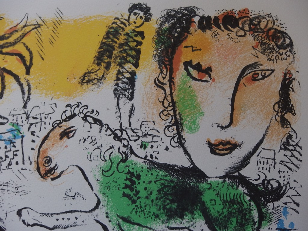 Marc CHAGALL - Le cheval vert, 1973 - Lithographie - Art Moderne - Plazzart
