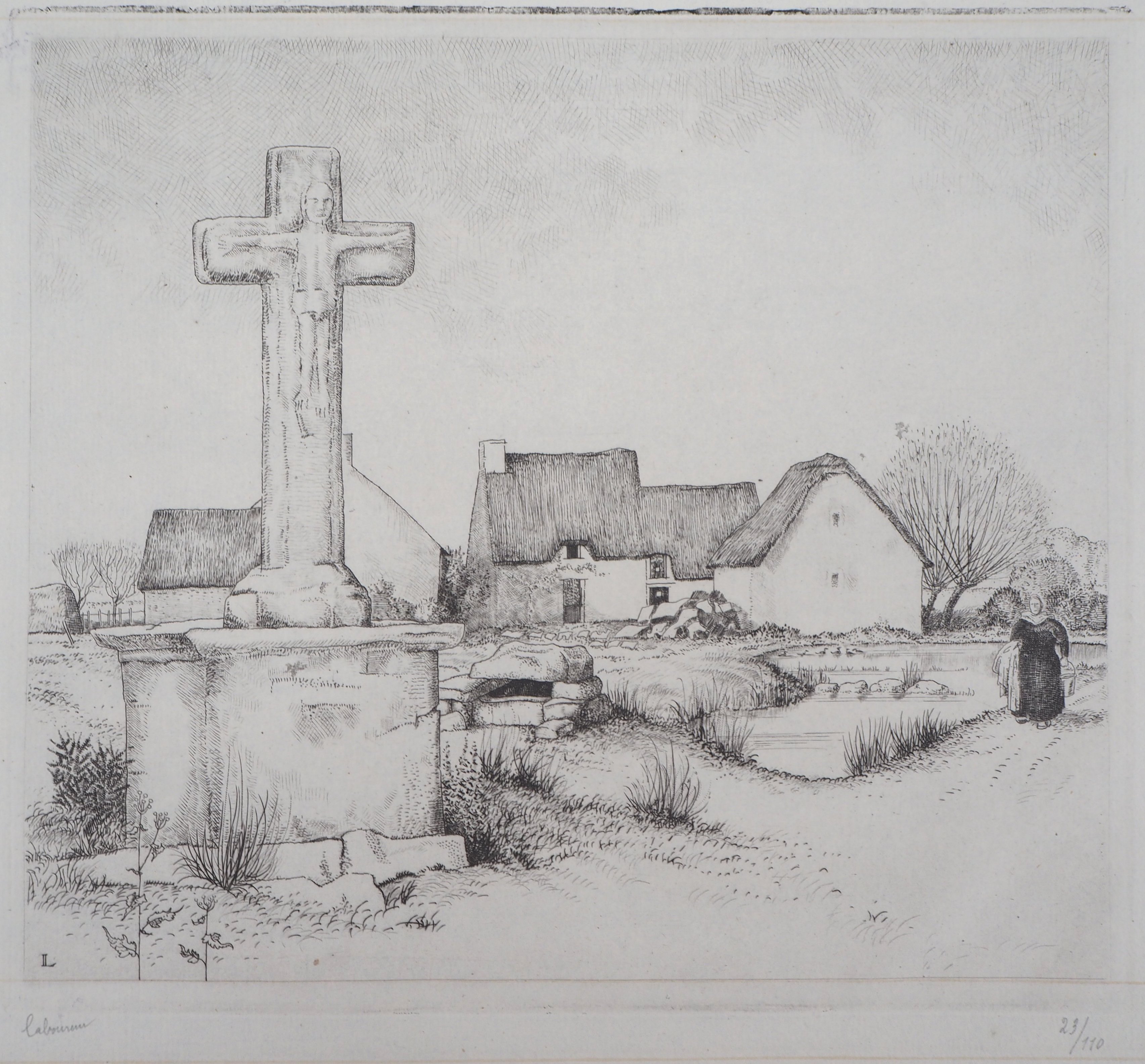 Jean Émile LABOUREUR : Le calvaire rustique (Brière) - Gravure ...