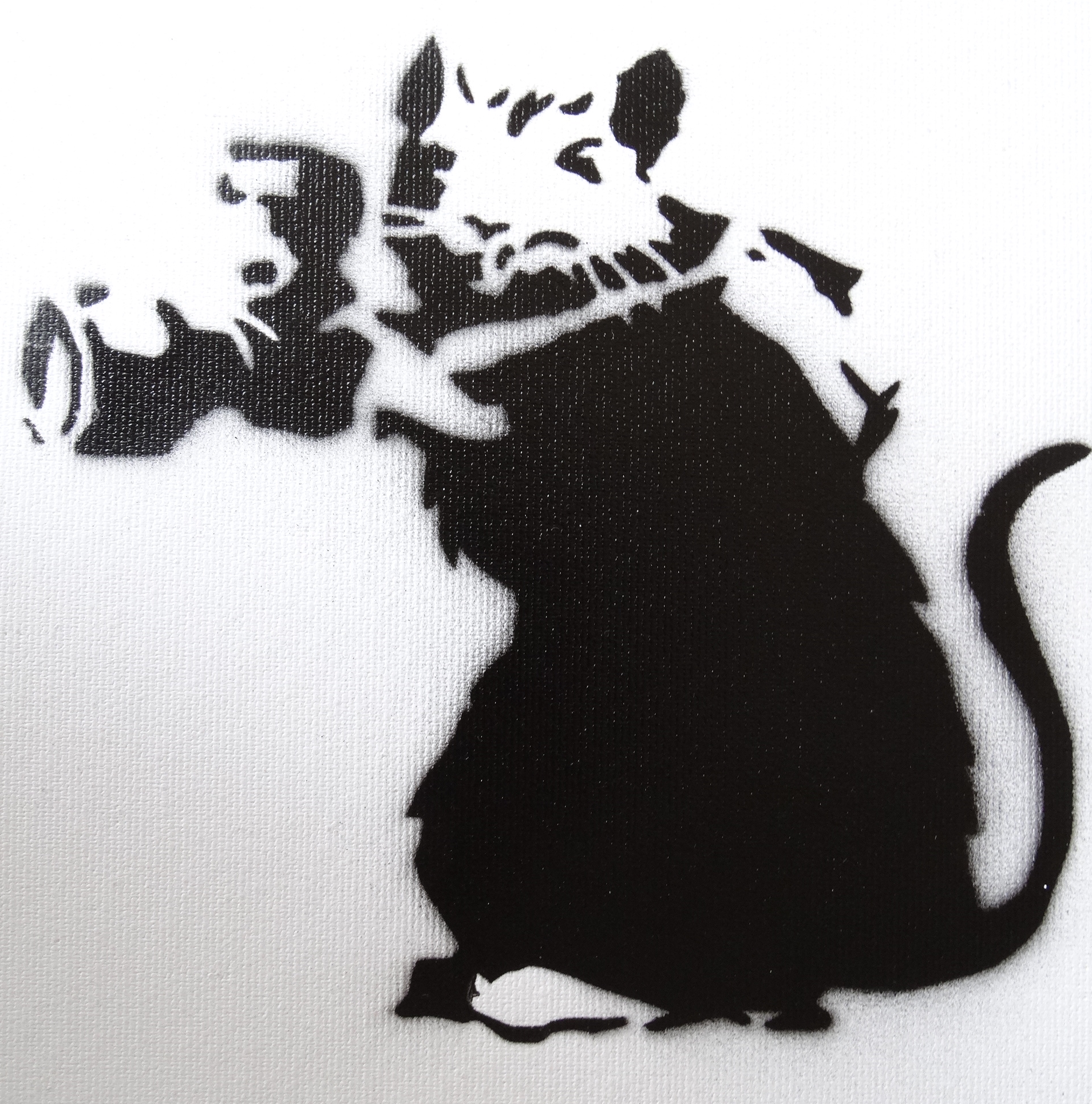 BANKSY (after)- Banksy, Spray Paint Stencil on Canvas - Original ...